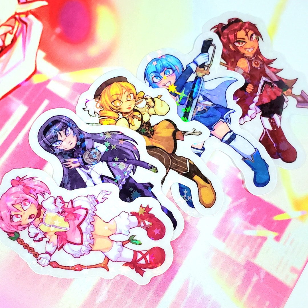 Madoka Magica Mini "2 Sticker 5 Pack | Clear Holographic Vinyl Stickers ...