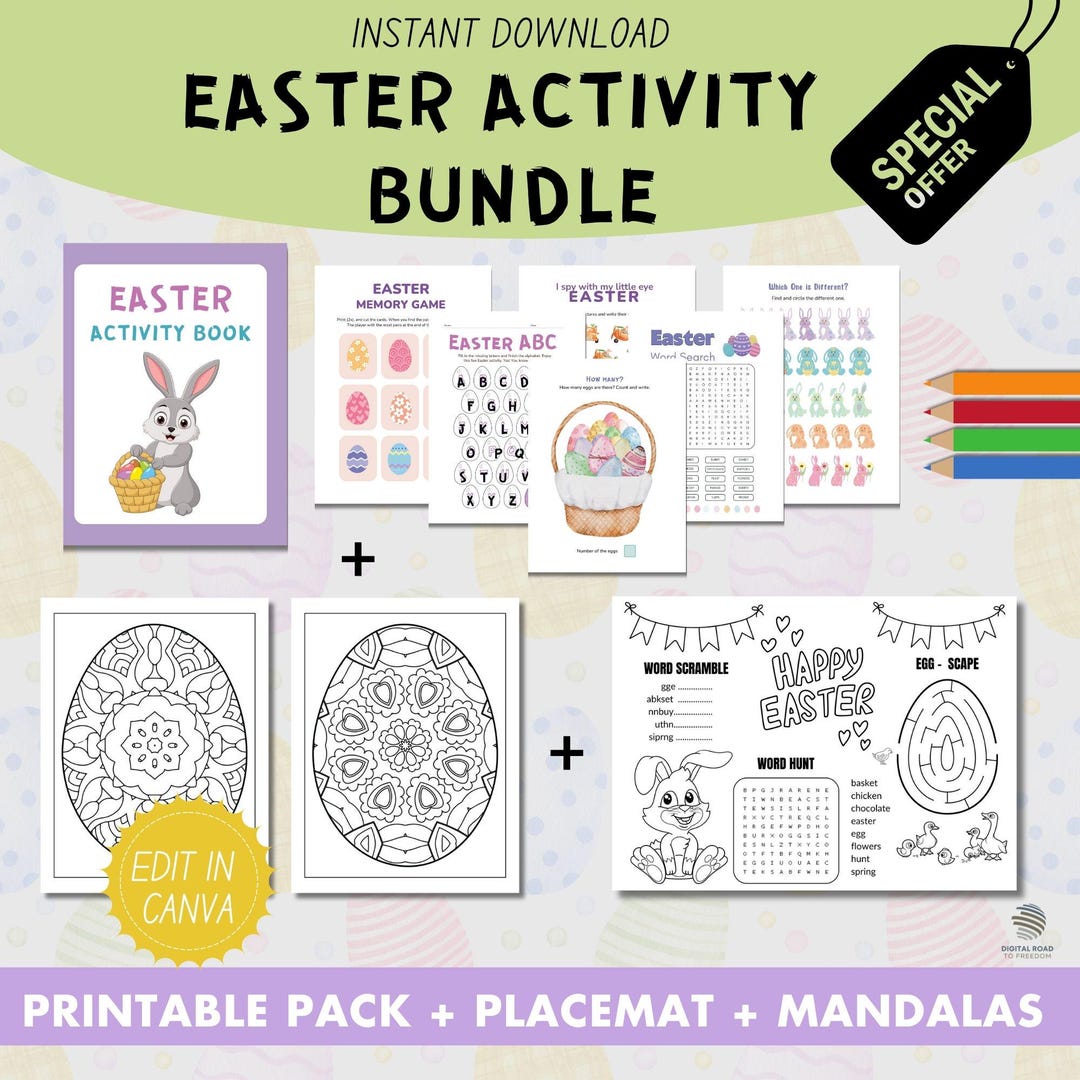 Easter Activity Bundle for Kids and Adults | Activity Pack Easter 82 ...