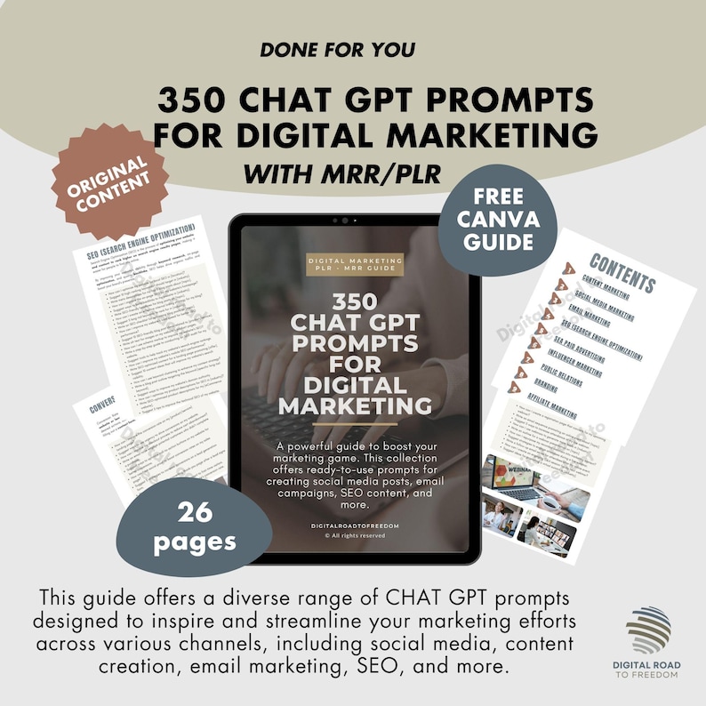 350 Chat GPT Prompts for Digital Marketing. With Master Resell Rights ...