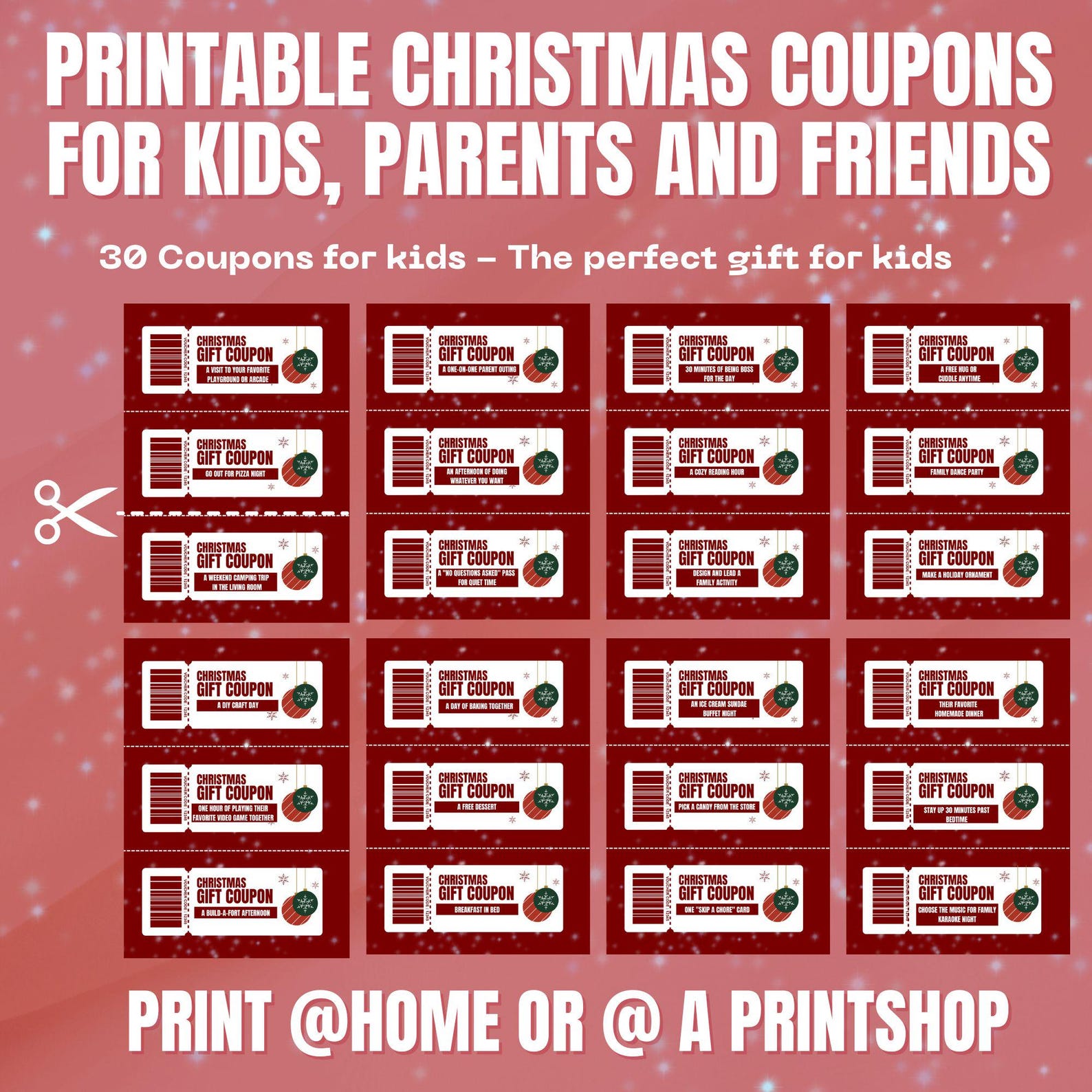 Printable Christmas Coupons for Kids, Parents, and Friends. Ready to ...
