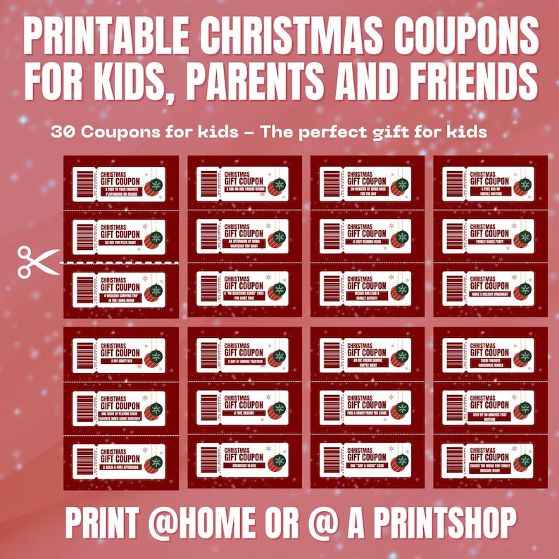 Printable Christmas Coupons for Kids, Parents, and Friends. Ready to ...
