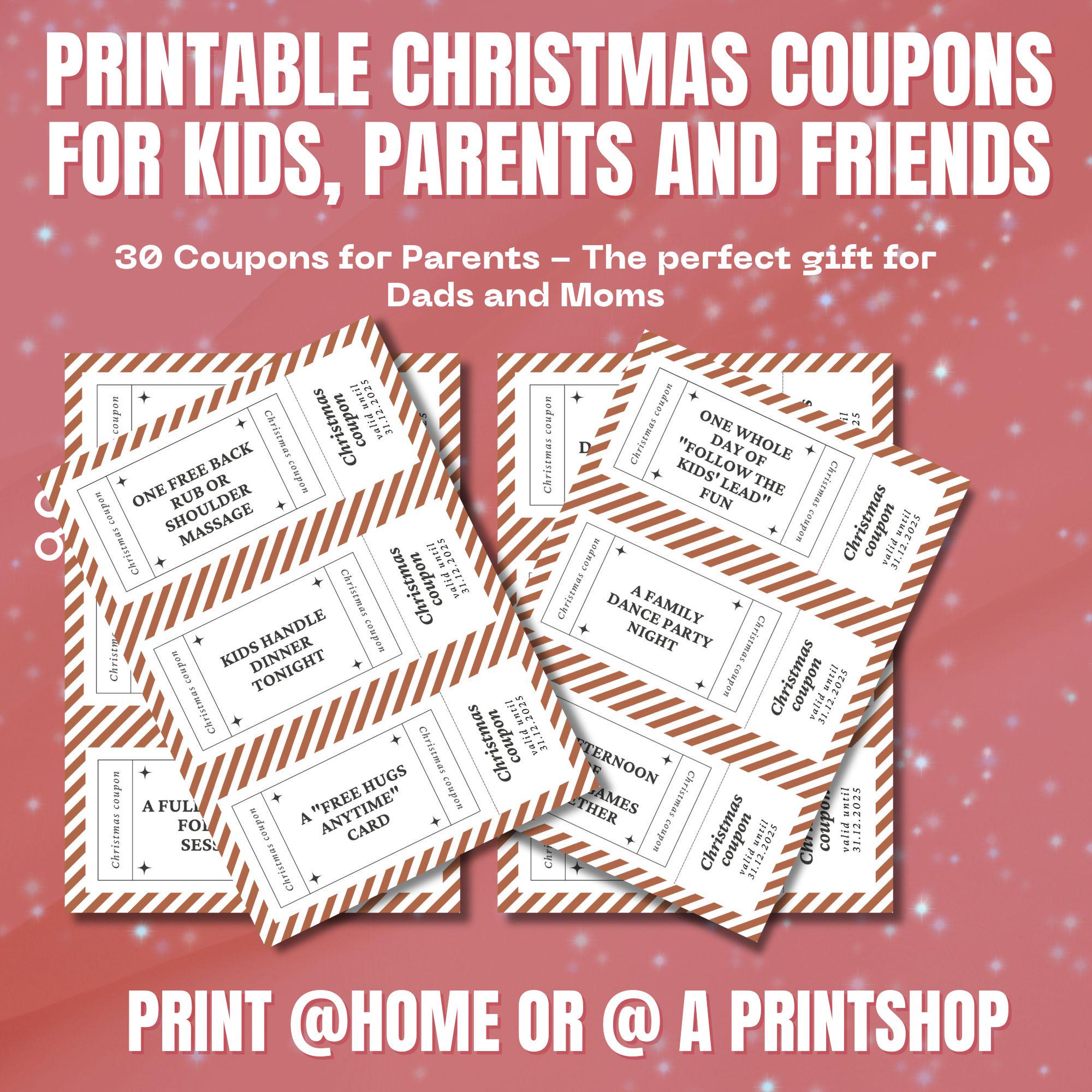 Printable Christmas Coupons for Kids, Parents, and Friends. Ready to ...