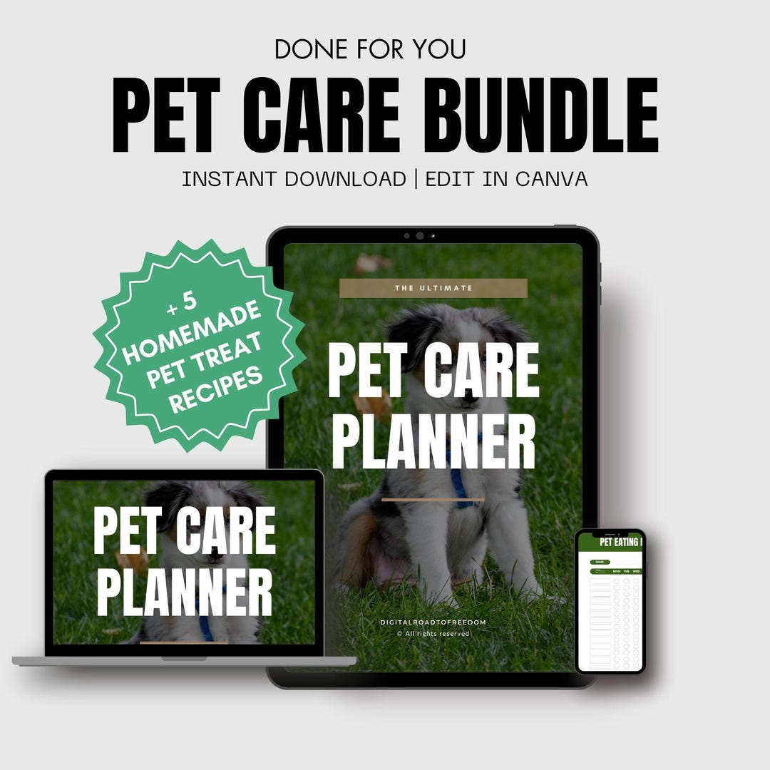Pet Care Planner and Tracker | Canva Template for Pet Care Bundle ...
