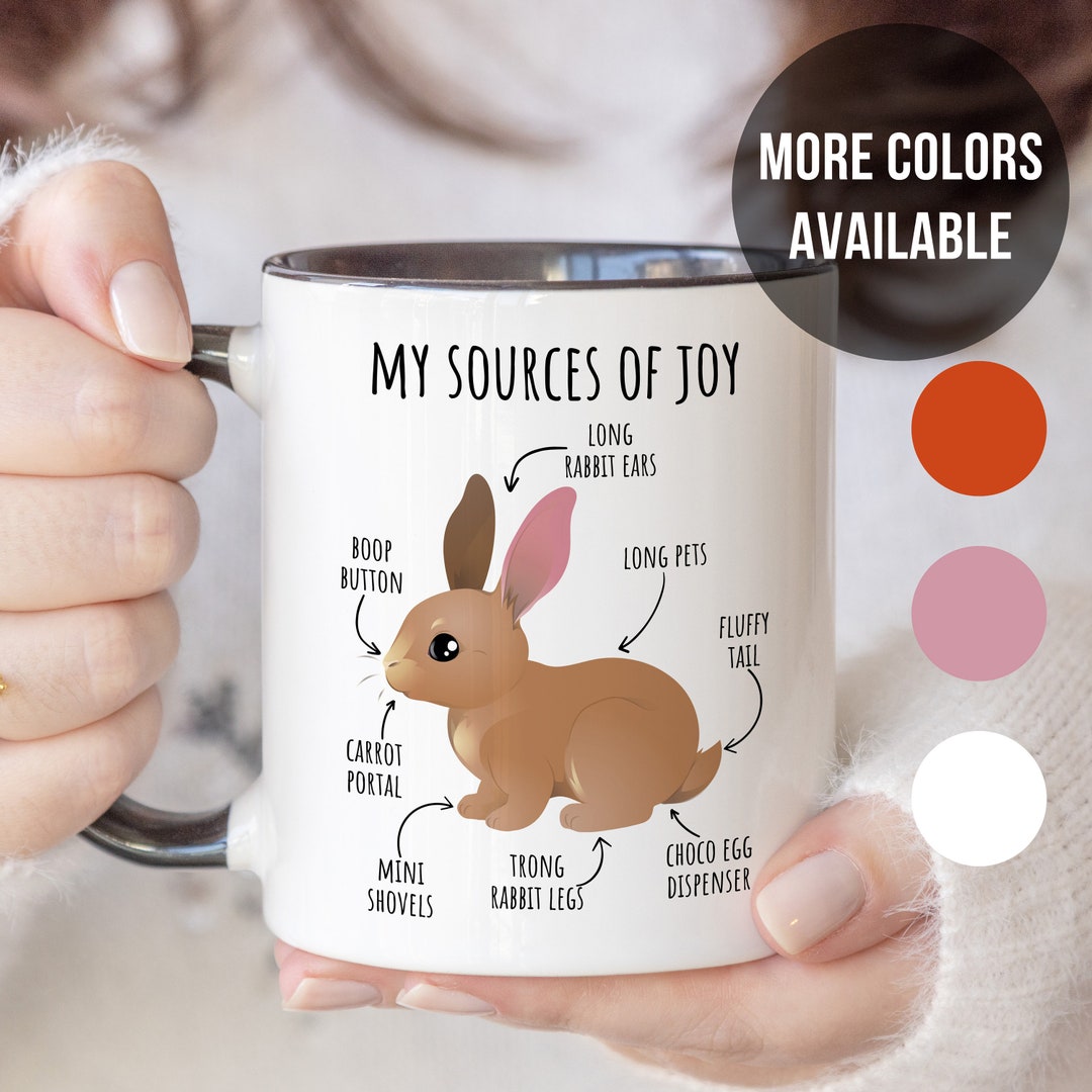 Funny Rabbit Mug, Cute Gift for Bunny Owner, Sources of Joy, Kids ...