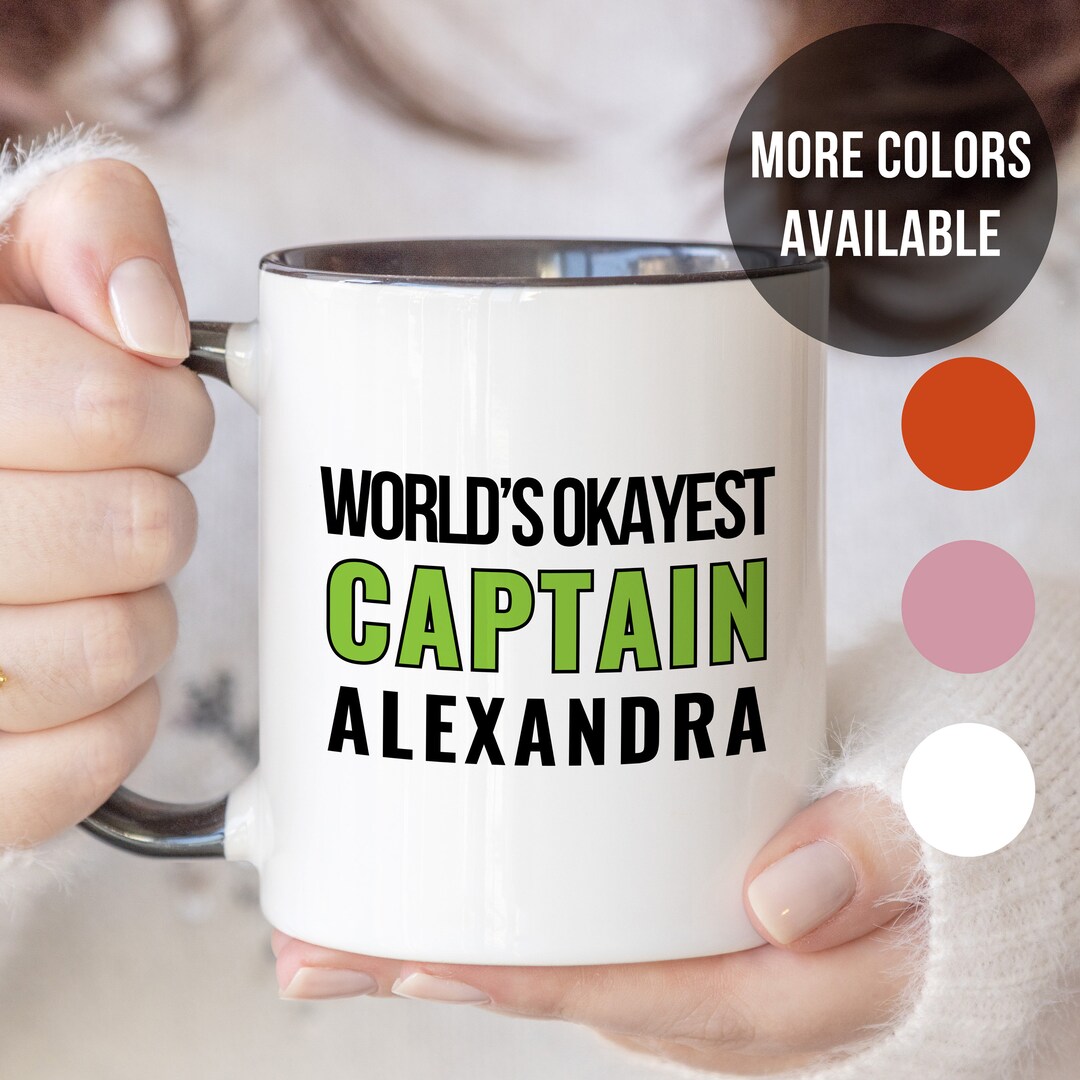 Custom world's Okayest Captain Mug, Personalized Gift for Sailors, Sea ...