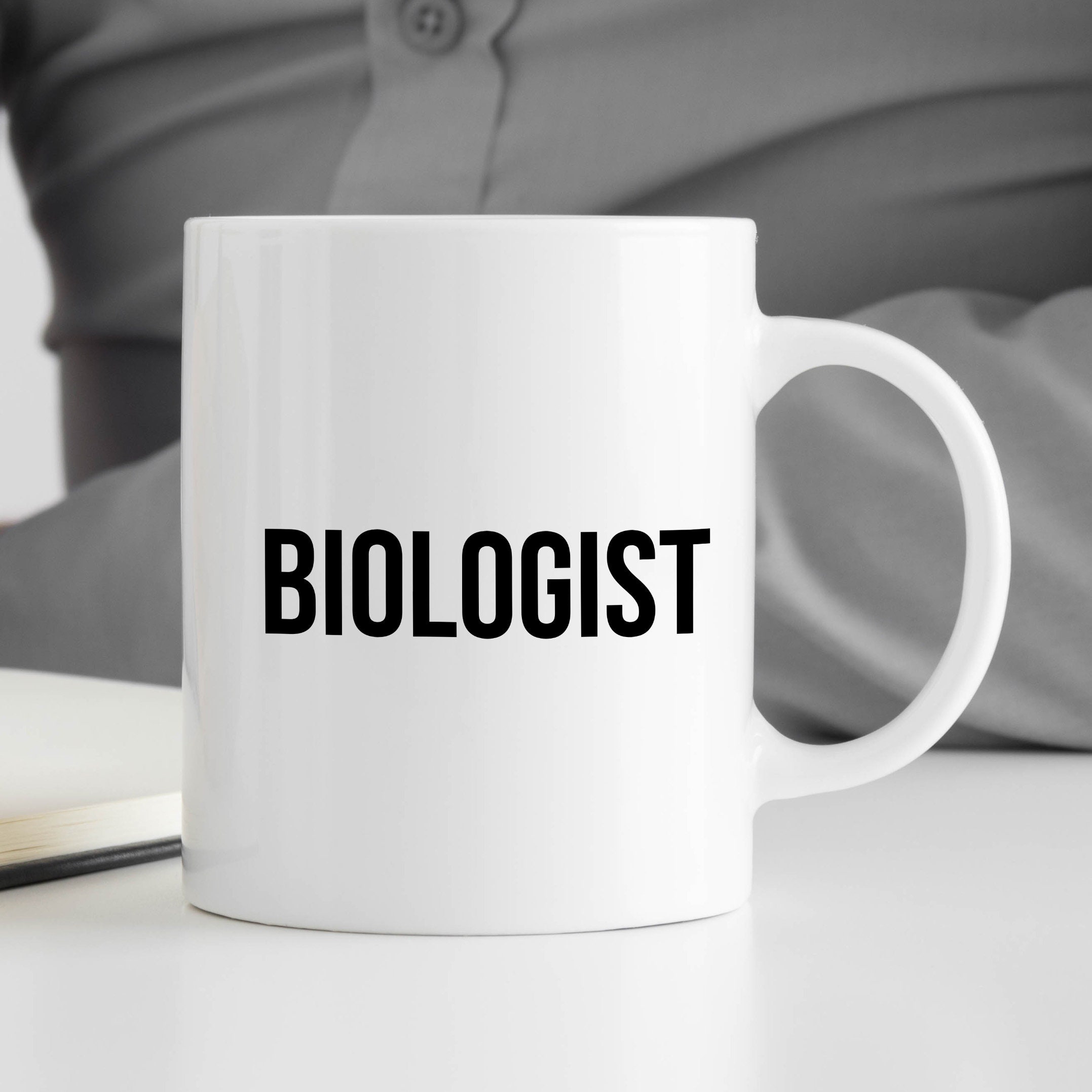 Simple Biologist Mug, Gift for Bio Graduate, Science Teacher, Bold Font ...