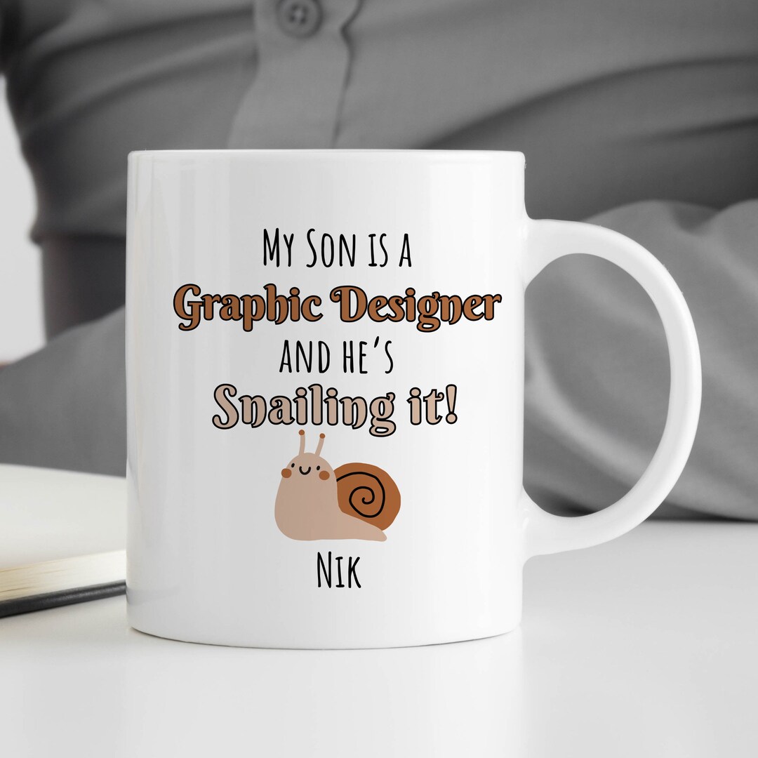 Personalized Graphic Designer Mug, snailing It, Custom Artist Birthday ...