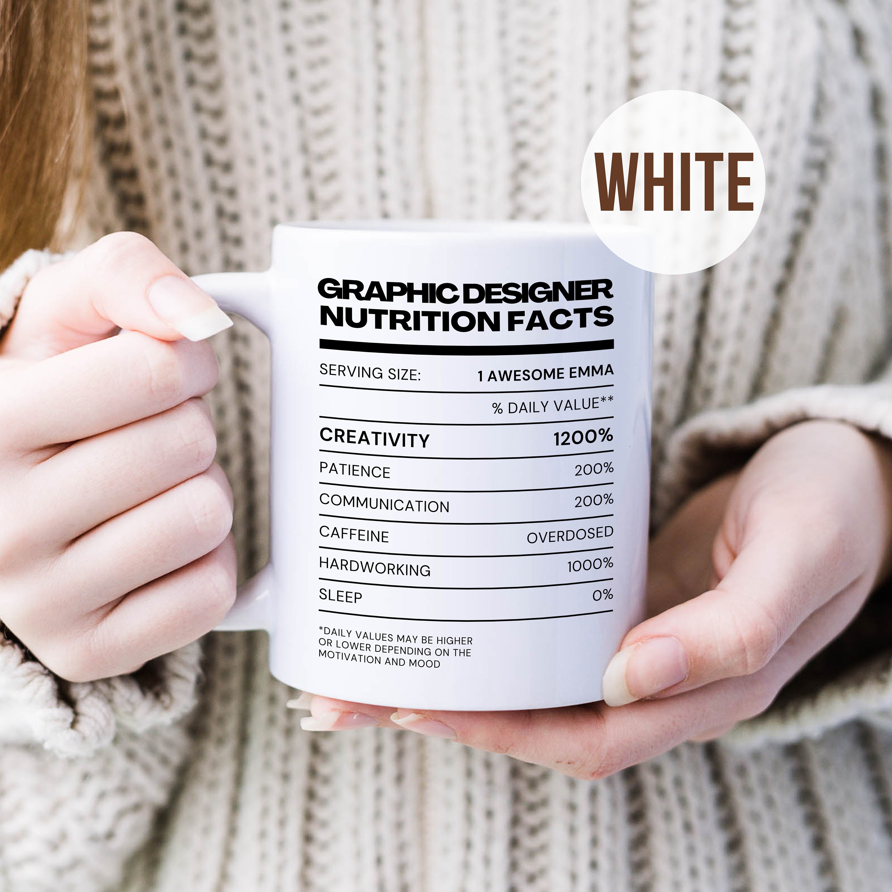 Personalized Graphic Designer Nutrition Facts Mug, Custom Artist ...