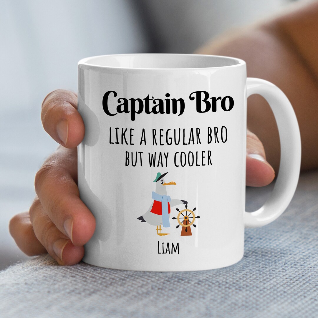 Custom captain Bro Mug, Personalized Gift for Sailors, Seagull, Sea ...
