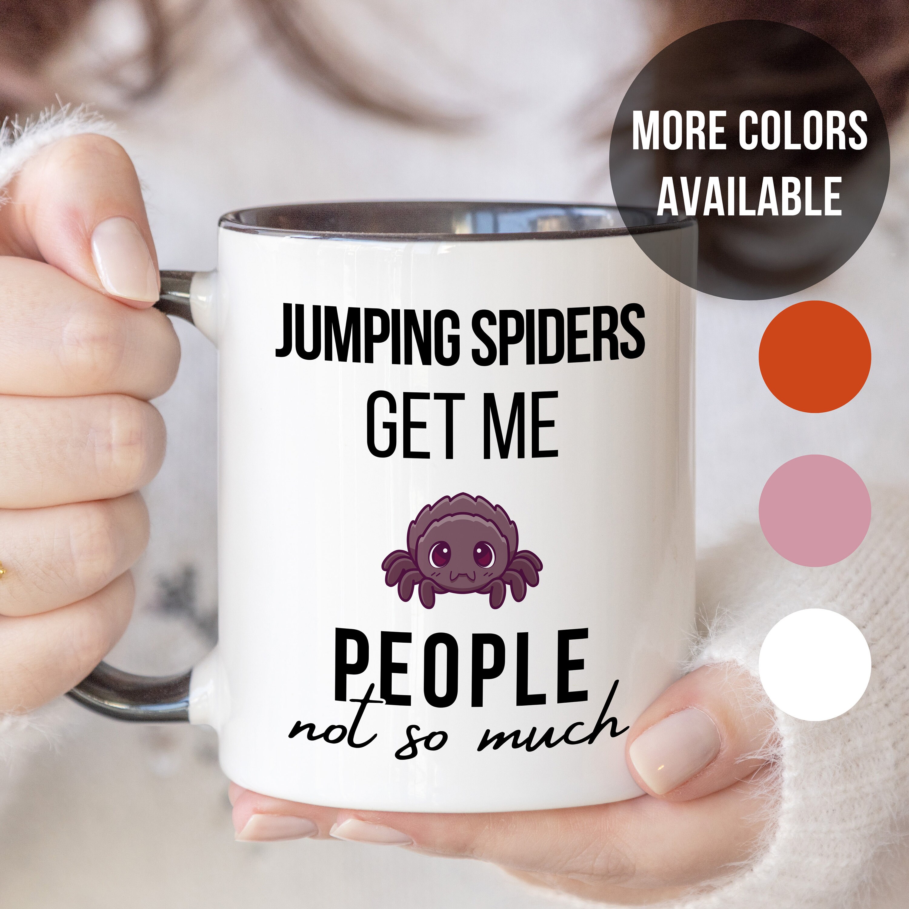 Jumping Spiders Get Me, Cute Spooder Cup, Arachnid Motif, Introverted ...