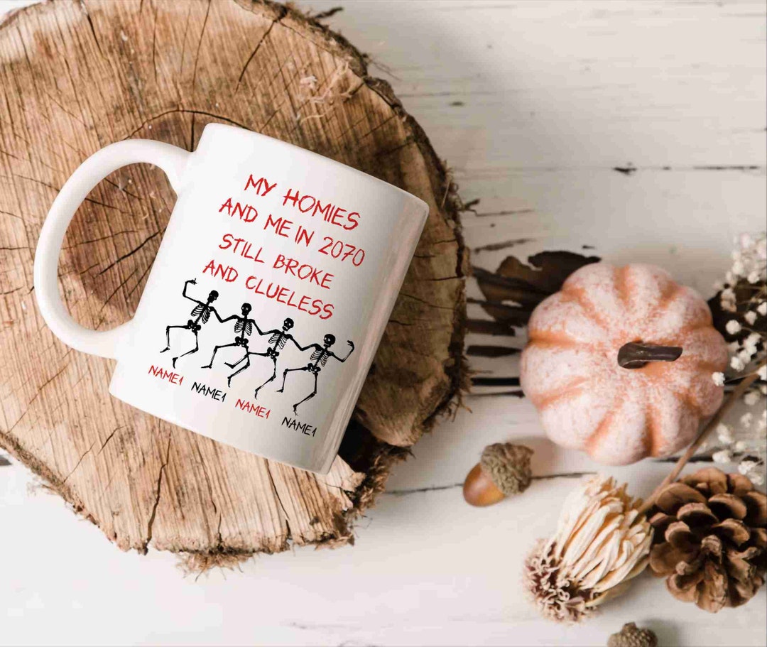 Personalized Spooky Halloween Mug Skeleton Homies Design - Etsy