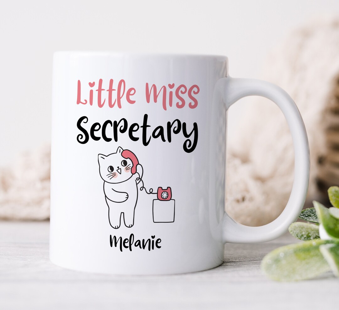 Custom little Miss Secretary Mug, Personalised Cat Gift for Assistant ...