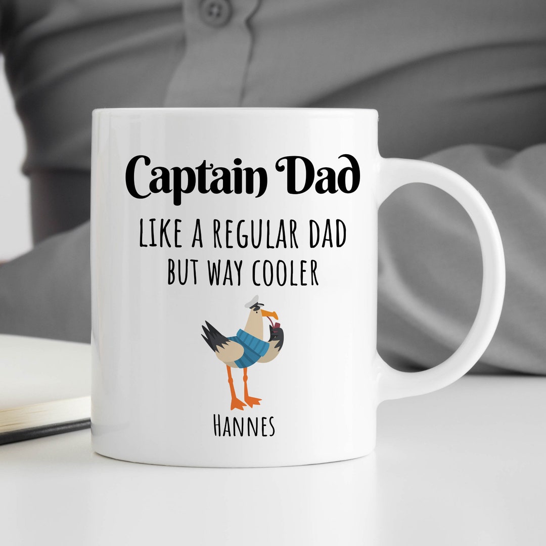 Custom captain Dad Mug, Personalised Gift for Sailors, Seagull, Sea ...