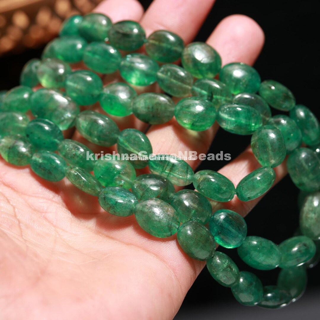 4 Strand Emerald Beryl Smooth Necklace, Emerald Beryl Nuggets Necklace ...