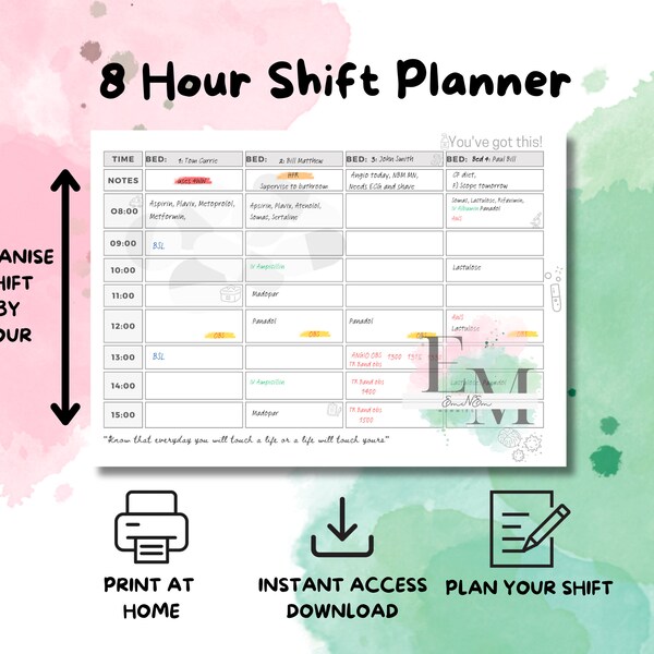 Night Shift Planner - Etsy