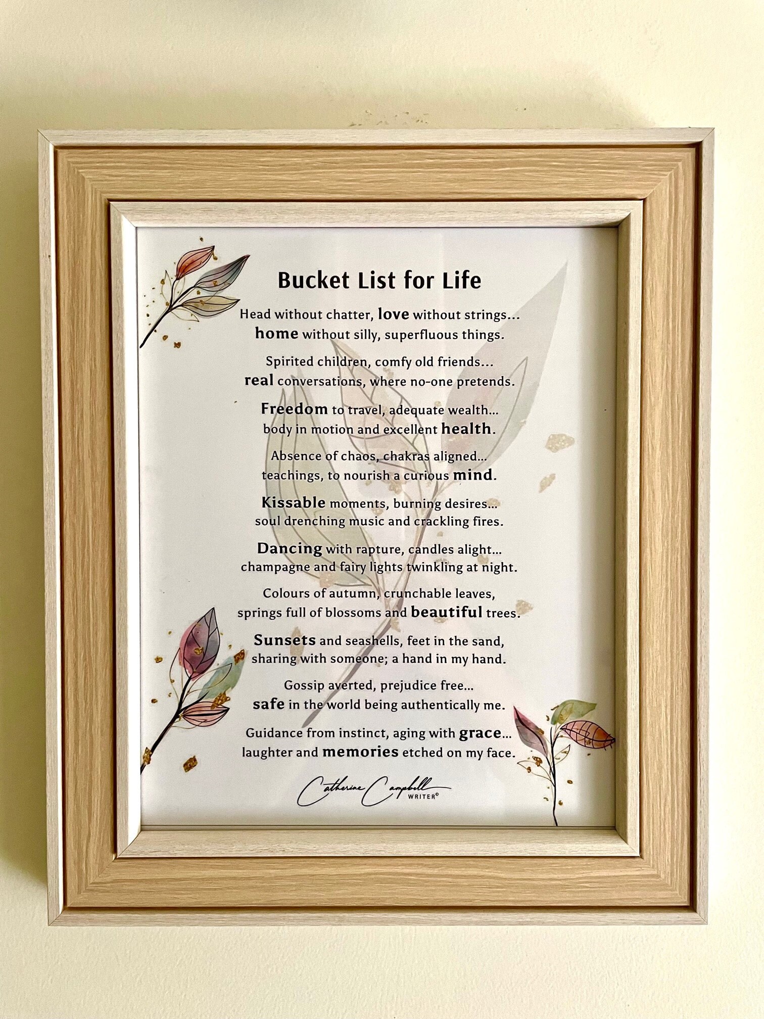 Bucket List for Life, Love, Life, Living in the Moment, 8x10 Print ...