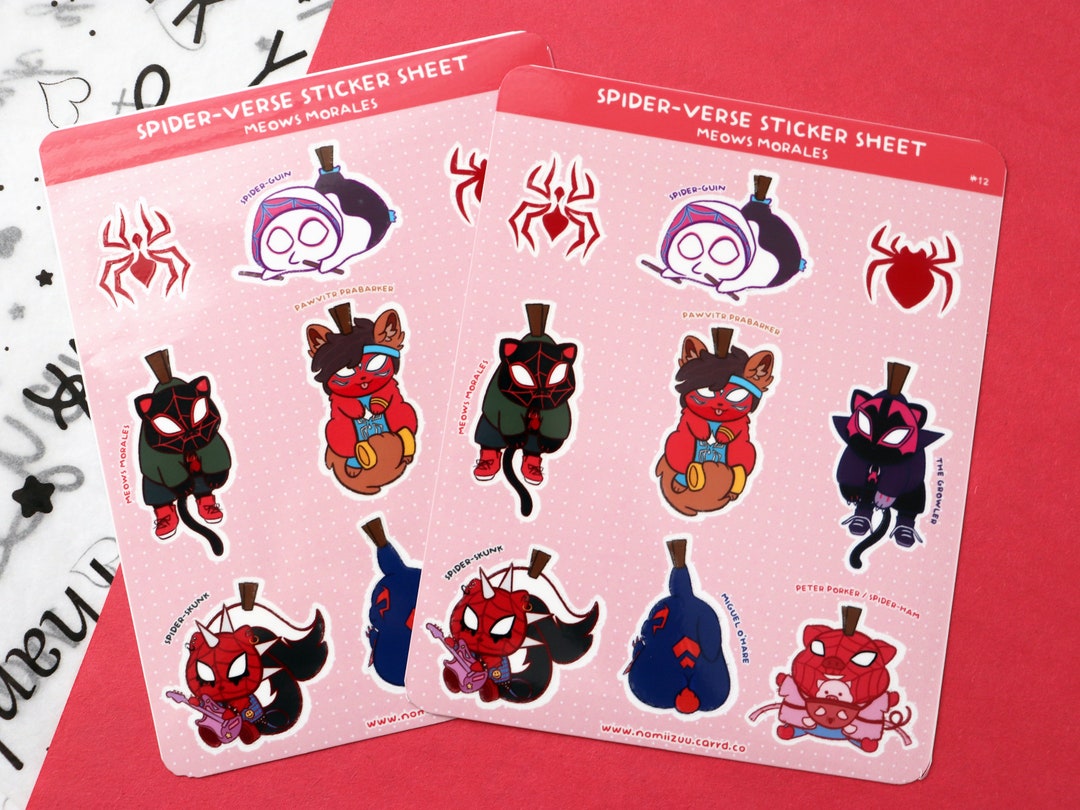 Cute Across the Spiderverse Animal Version Vinyl Sticker Sheet - Etsy