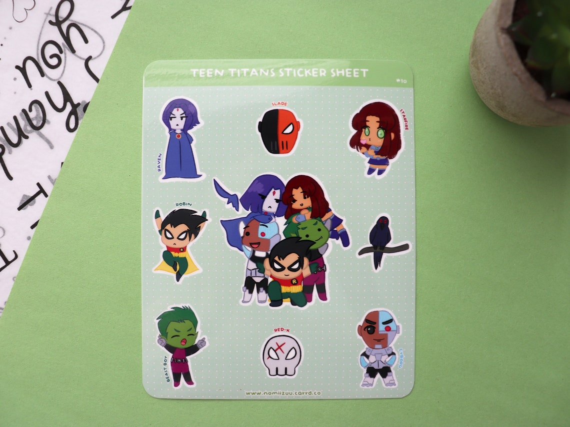 Cute Teen Titans Vinyl Sticker Sheet - Etsy