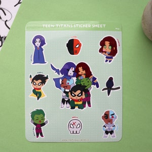 Cute Teen Titans Vinyl Sticker Sheet - Etsy