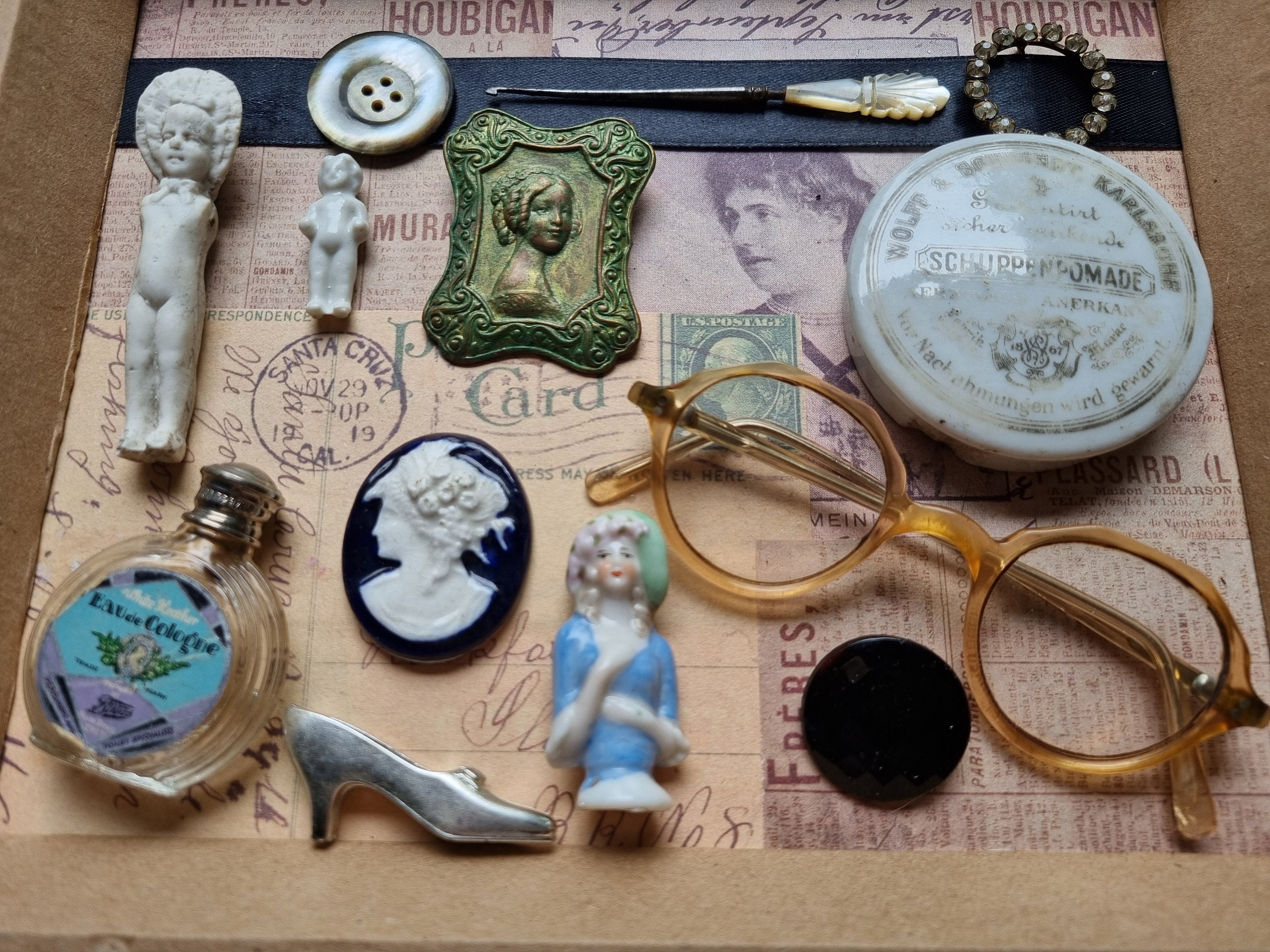 A Boxed Display of Vintage Items - Etsy UK