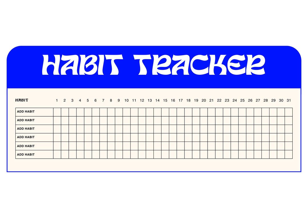 Printable 31 Day Habit Tracker - Etsy