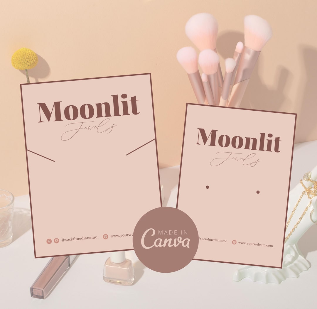 Jewelry Display Card Template, Editable Necklace Backing Cards, Canva ...