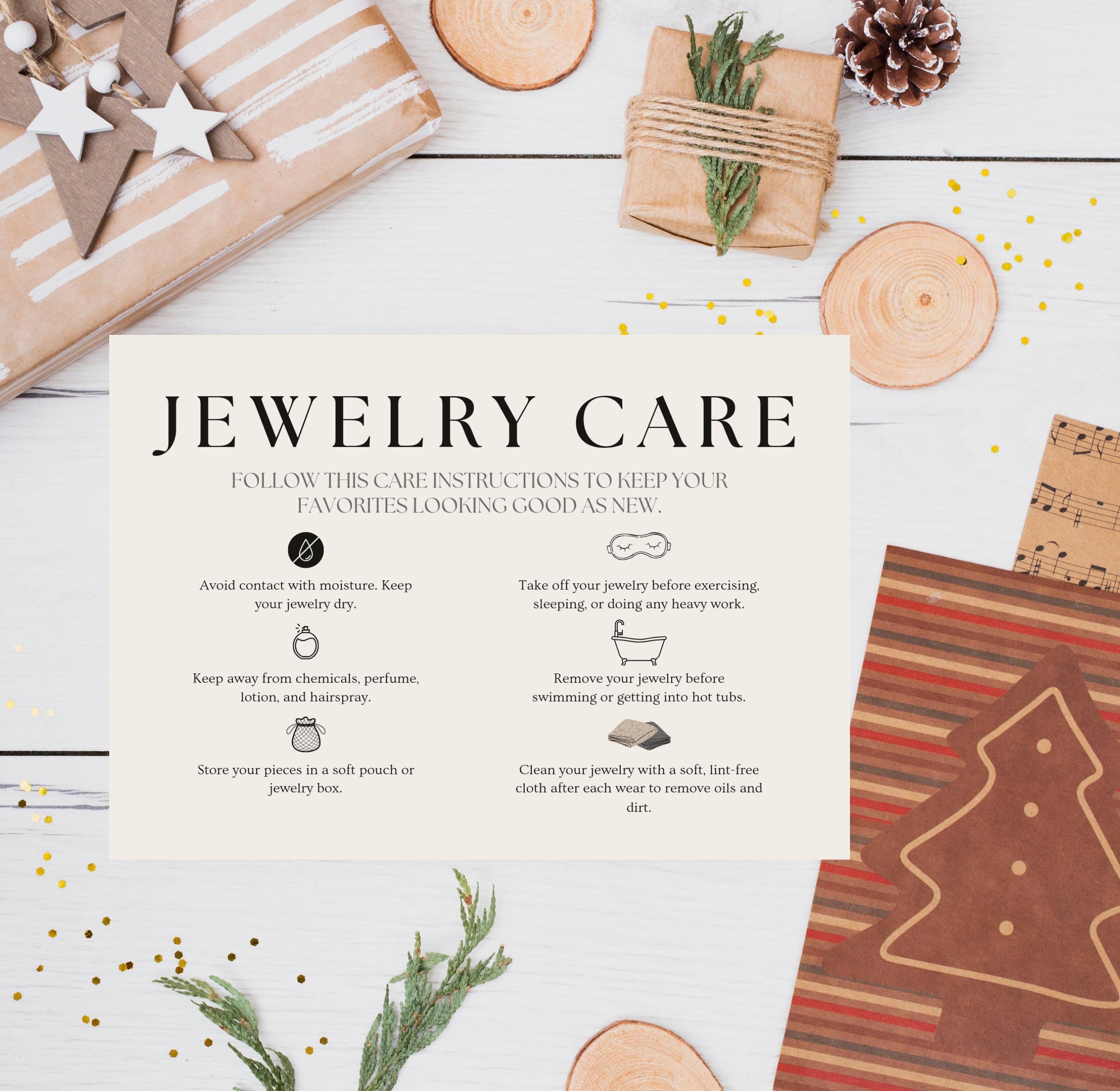Permanent Jewelry Care Card Template, Editable Care Instructions ...