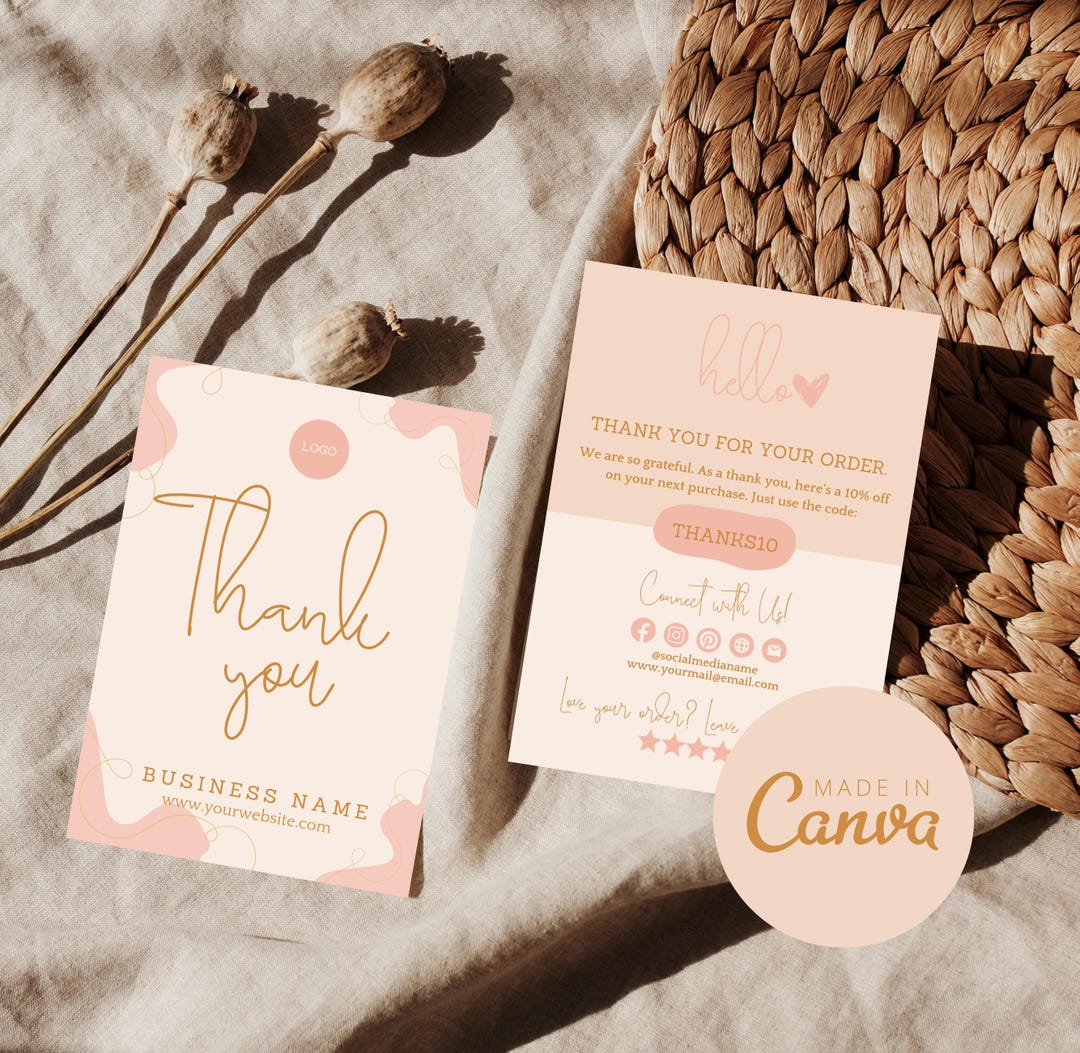 Editable Thank You Card Template: Minimalist Business Insert (canva ...