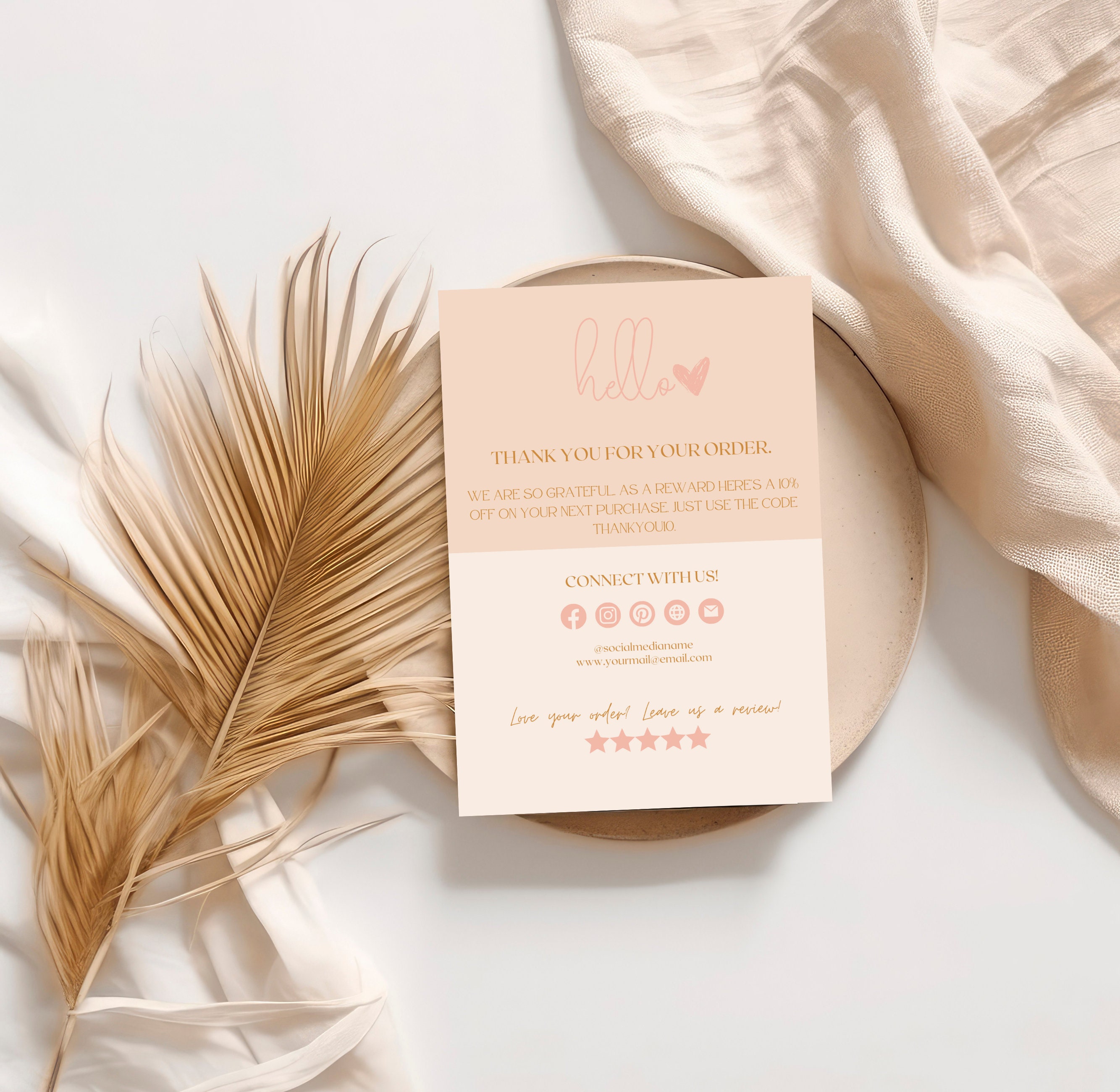 Editable Thank You Card Template, Minimalist Printable Thank You Note ...