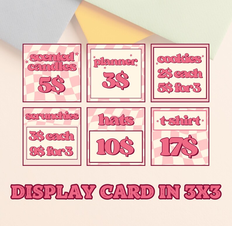 Price Display Card Template, Editable Vendor Display Design, Printable ...
