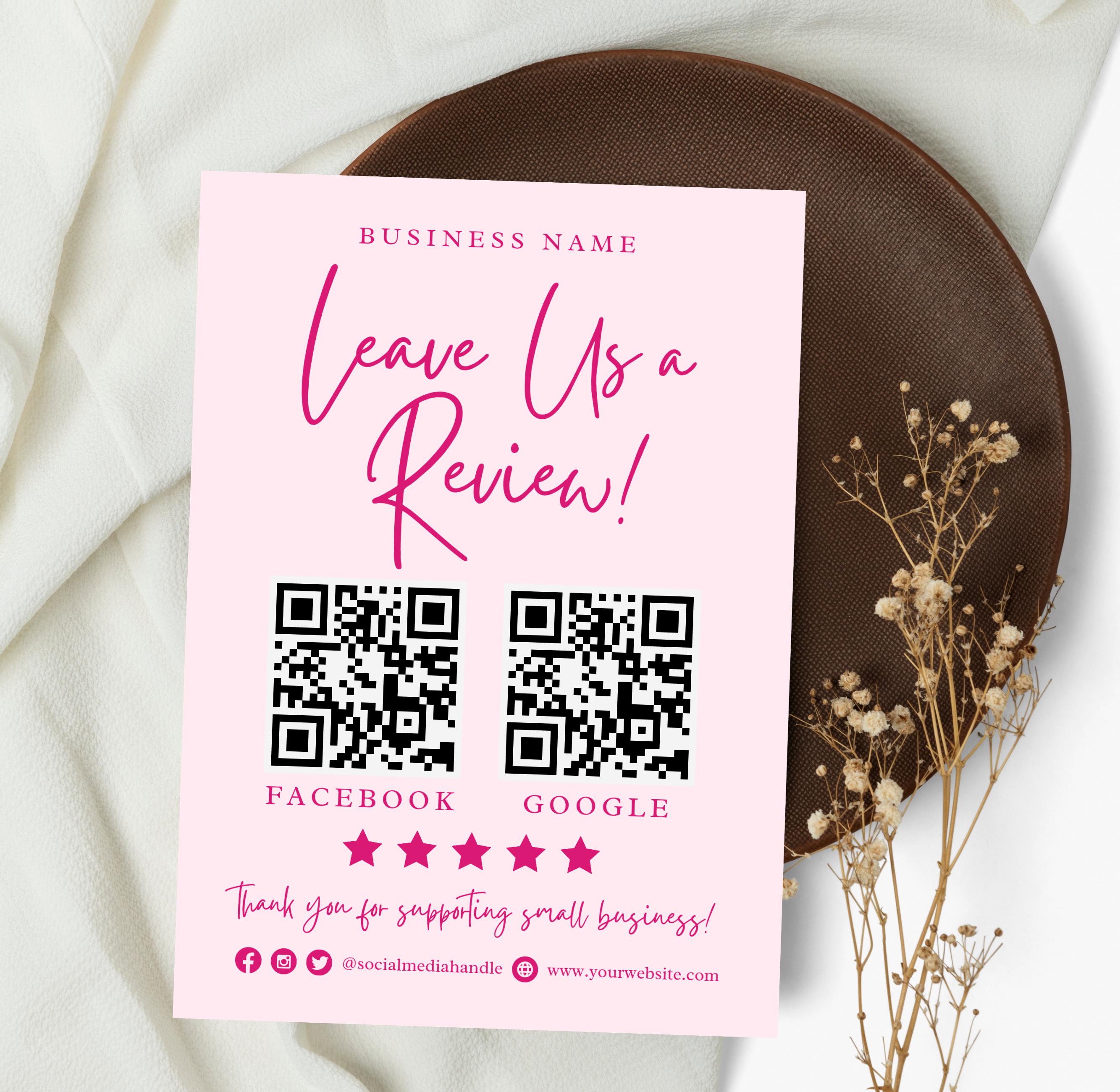 Leave Us A Review Template, Editable Social Media Sign, Printable QR ...