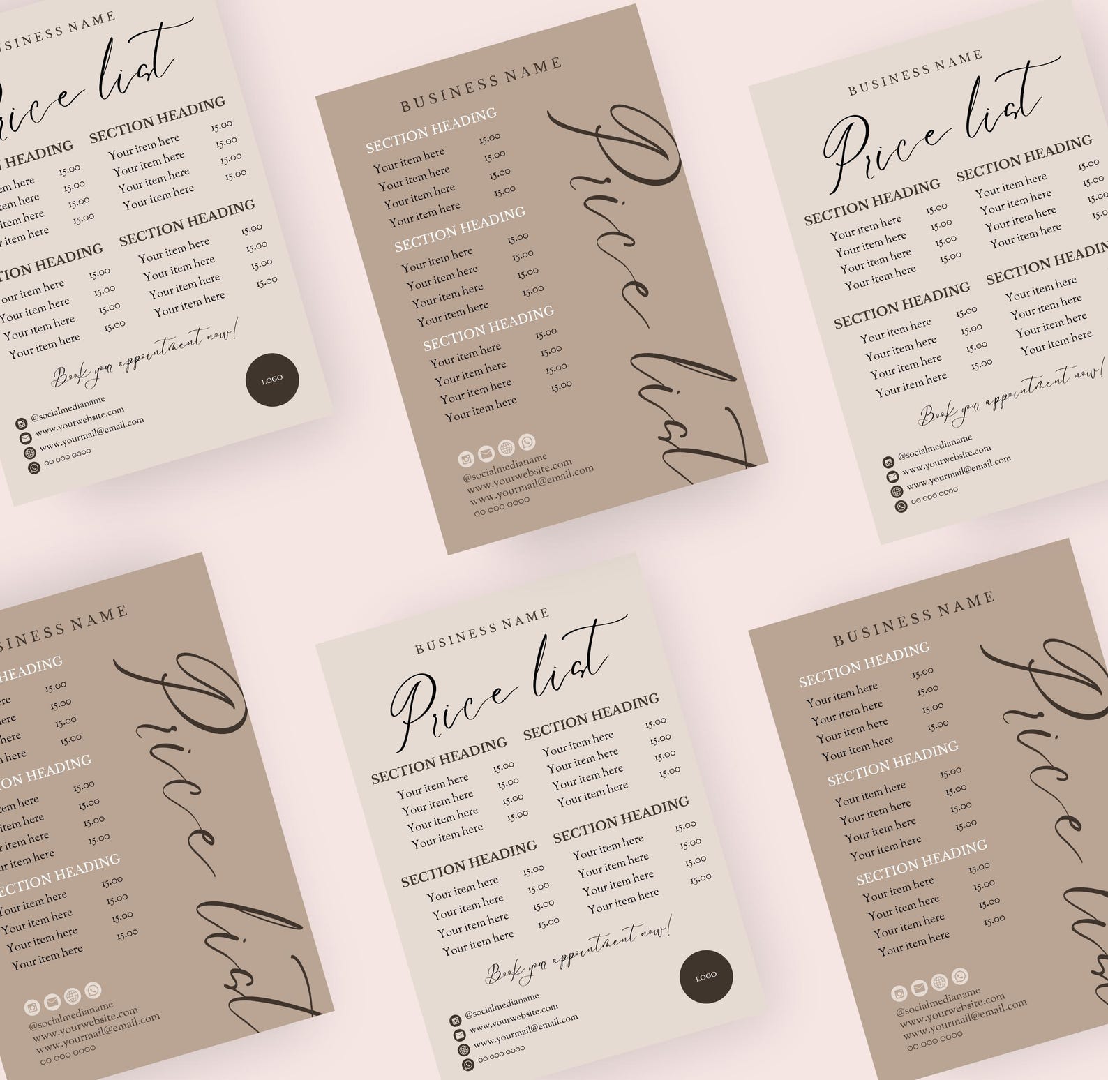 Price List Template, Printable Small Business Pricing Guide Design ...