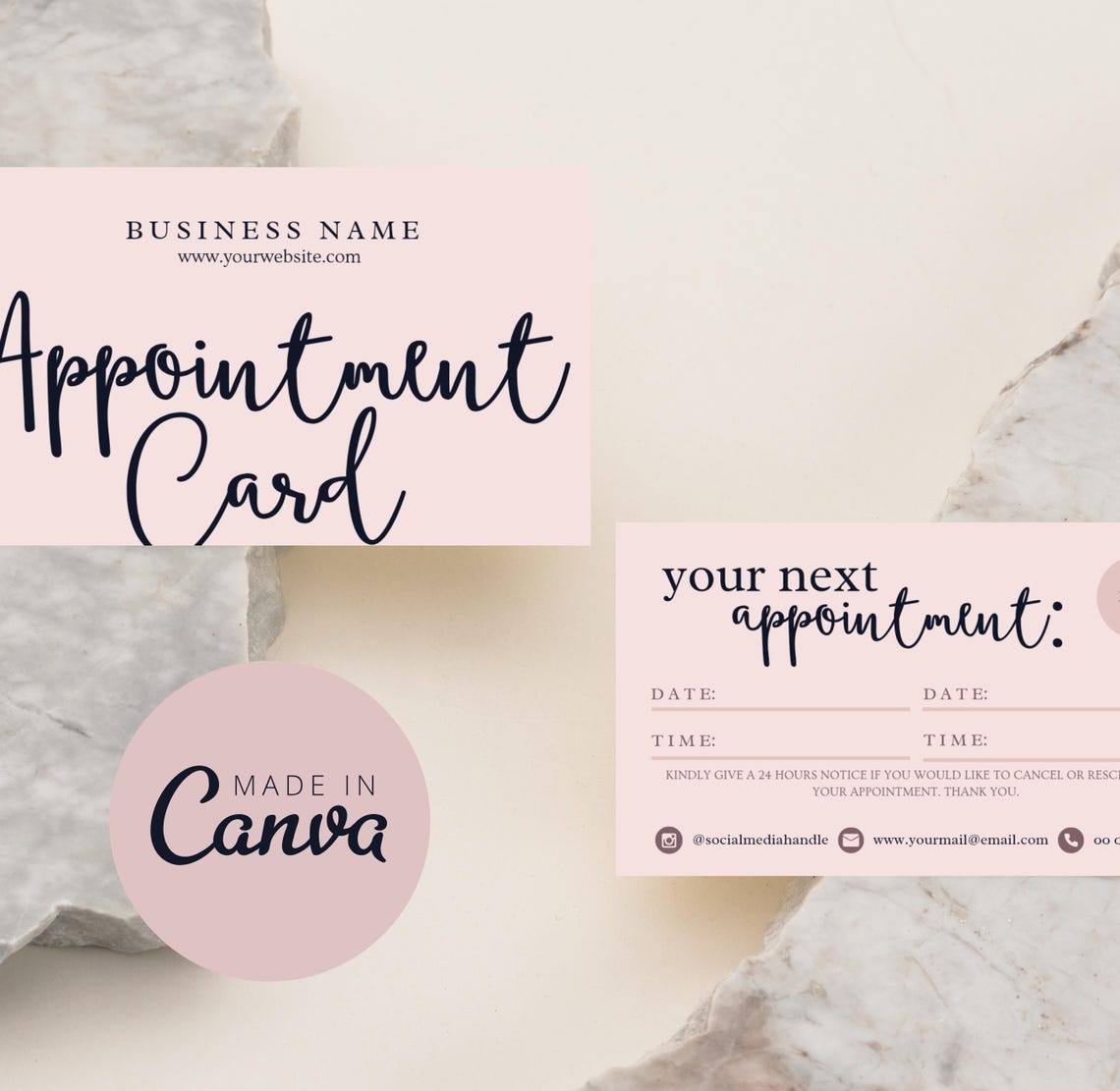 Appointment Card Template, Editable Booking Reminder Canva Template ...