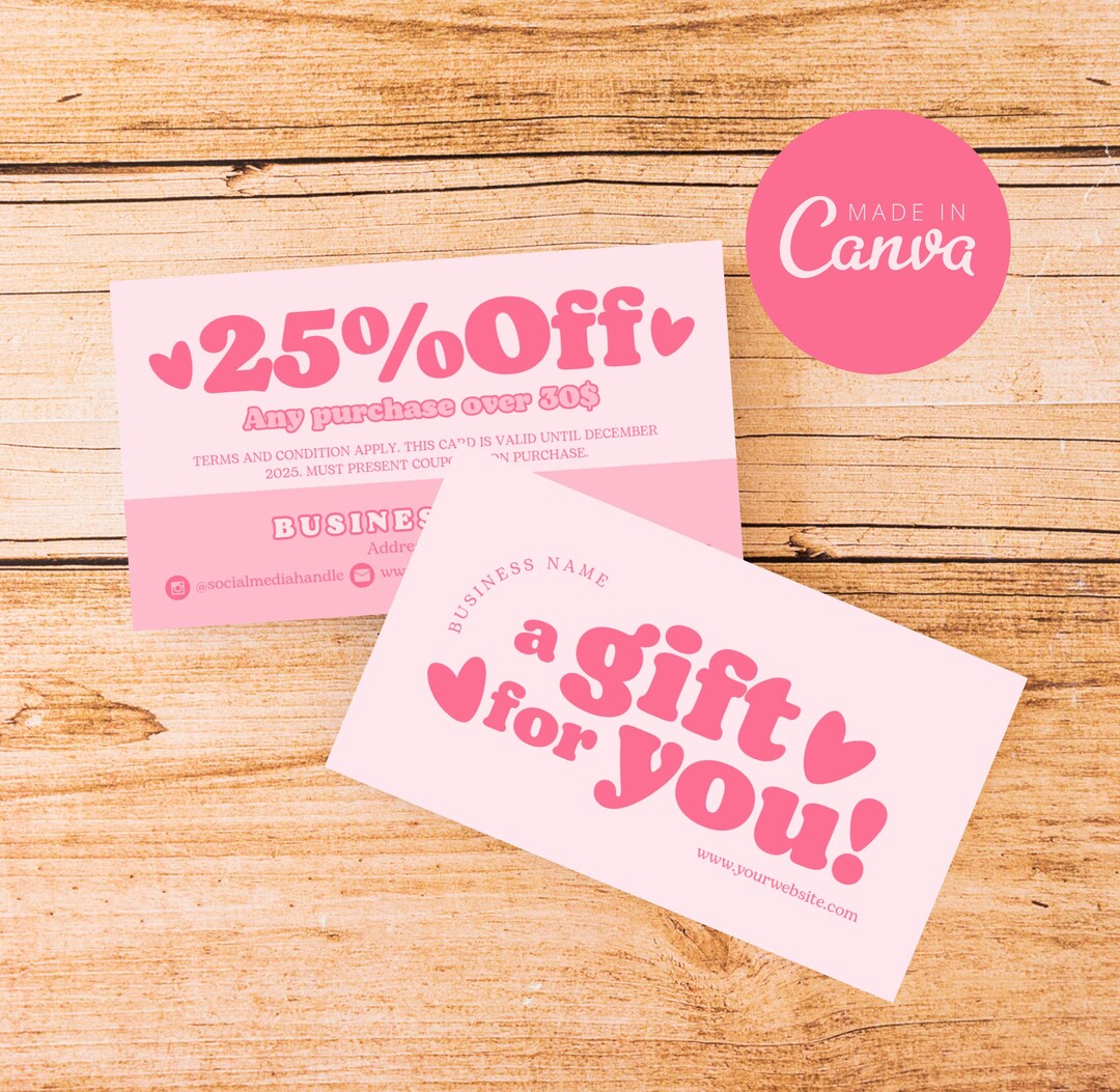 Coupon Card Template, Editable Small Business Promo Card, Printable ...
