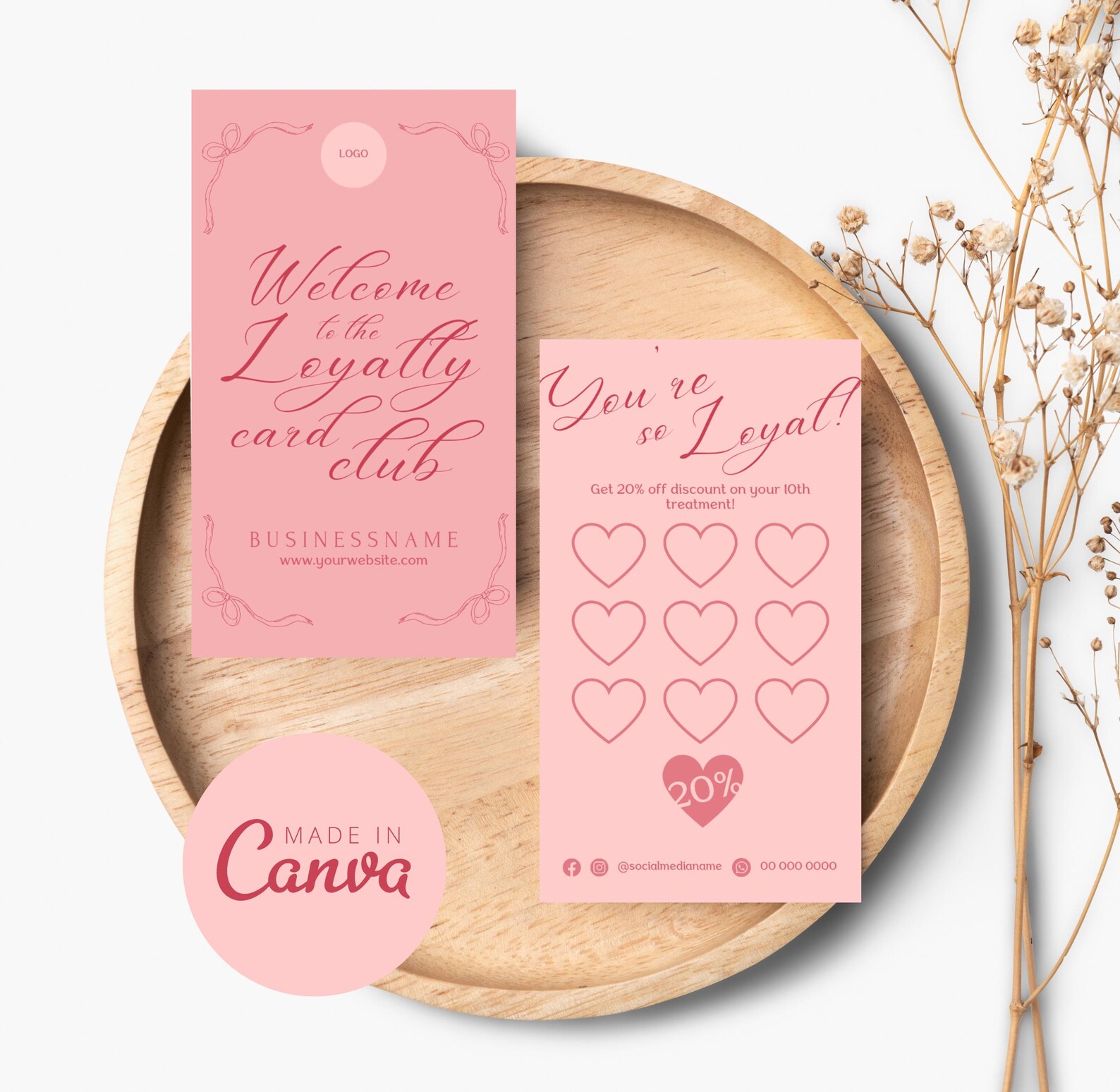 Loyalty Card Template, Printable Customer Rewards Card, Editable ...