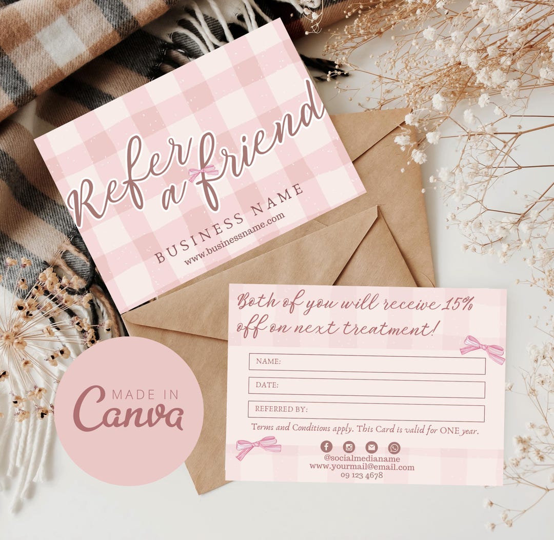Referral Card Template, Editable Business Refer a Friend Card Design ...
