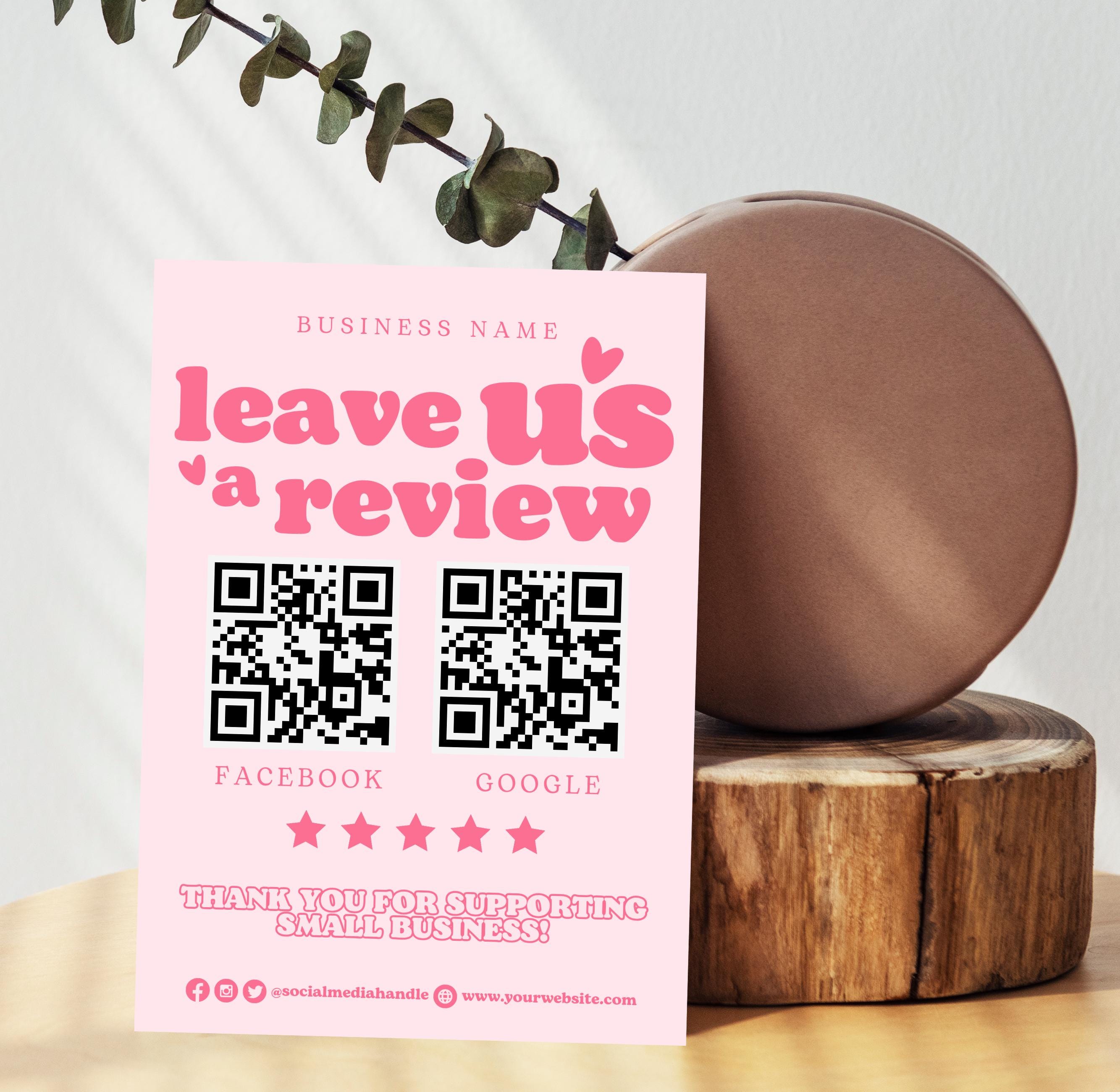 Editable Business Review Sign Template: QR Code Canva Design (digital ...