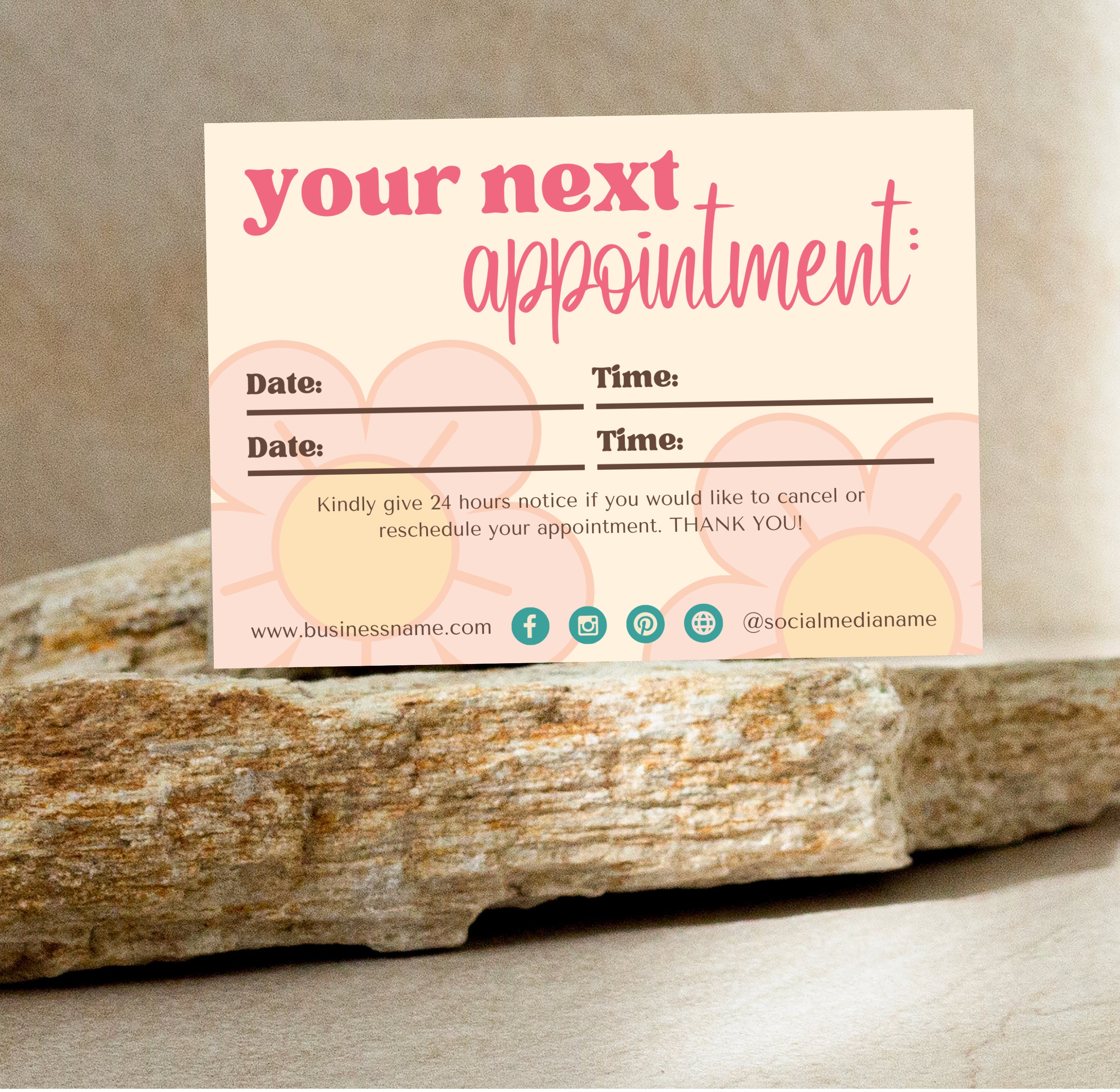 Appointment Card Template, Editable Retro Appointment Reminder Design ...