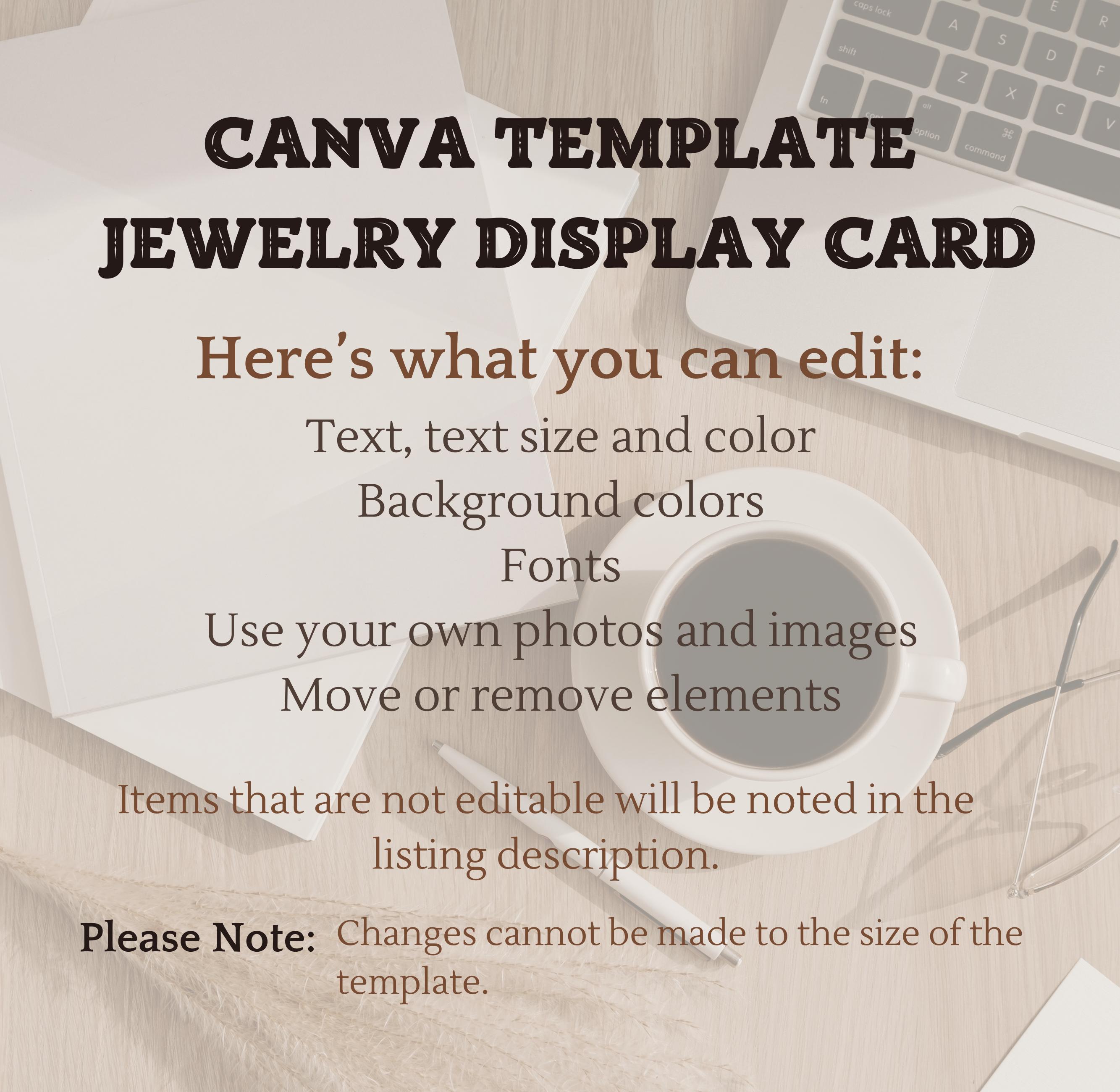 Jewelry Display Card Canva Template, Editable Necklace Backing Cards ...