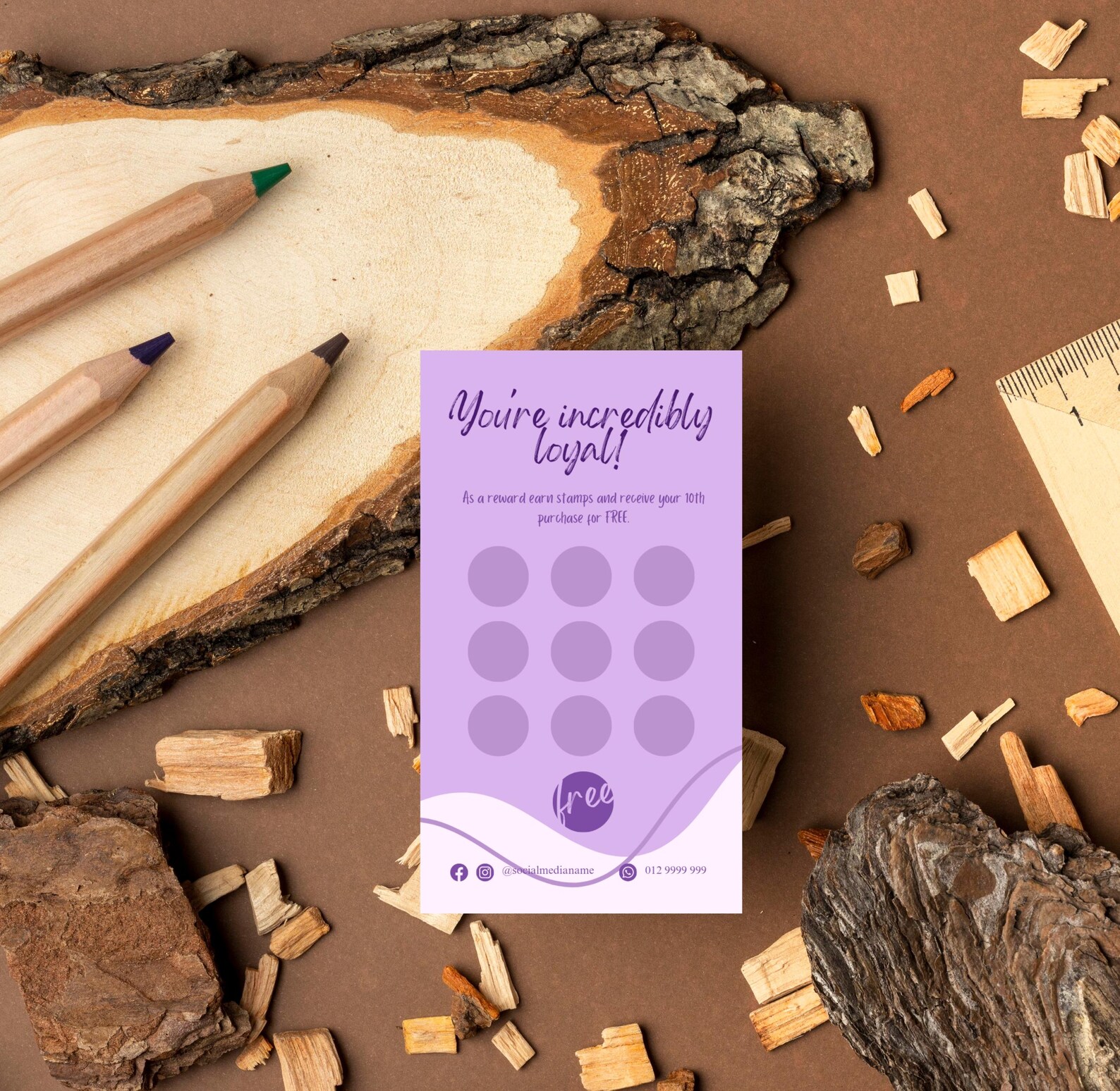 Loyalty Card Template, Editable Purple Rewards Card, Printable Loyalty ...