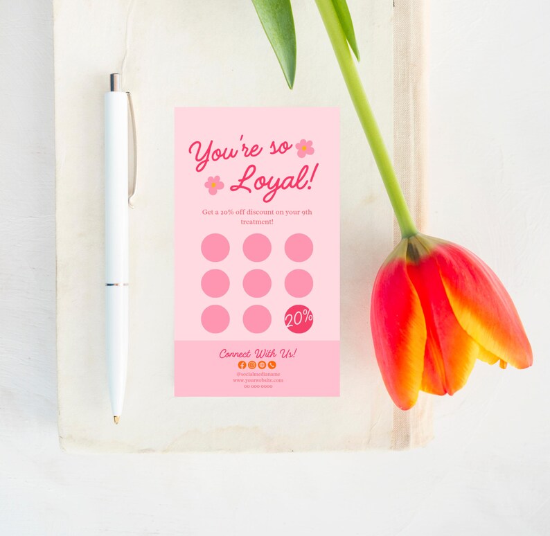Editable Loyalty Card Template, DIY Guest Check Customer Rewards Card ...