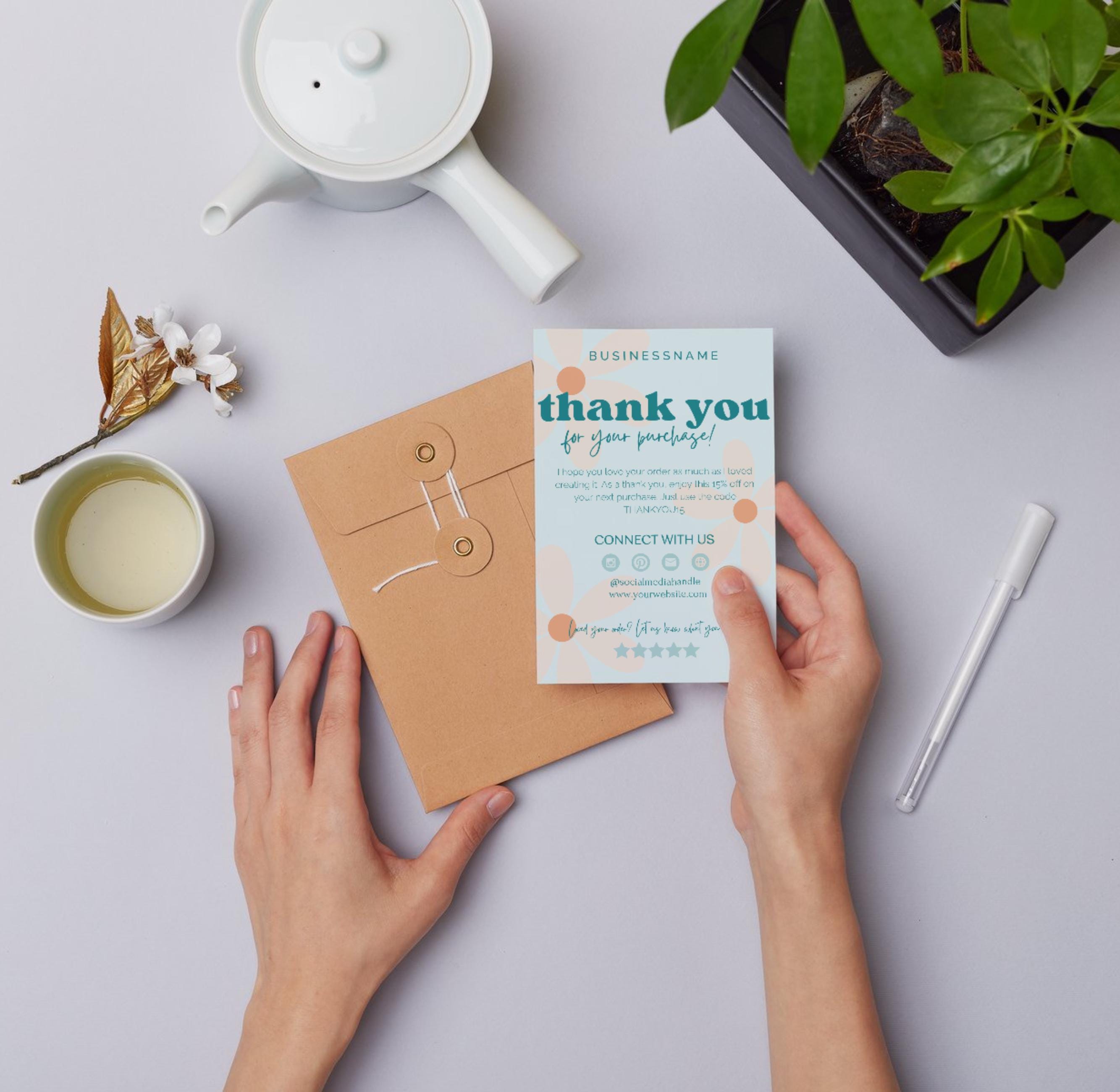 Thank You Card Template, Printable Receipt Form Design, Editable Modern ...