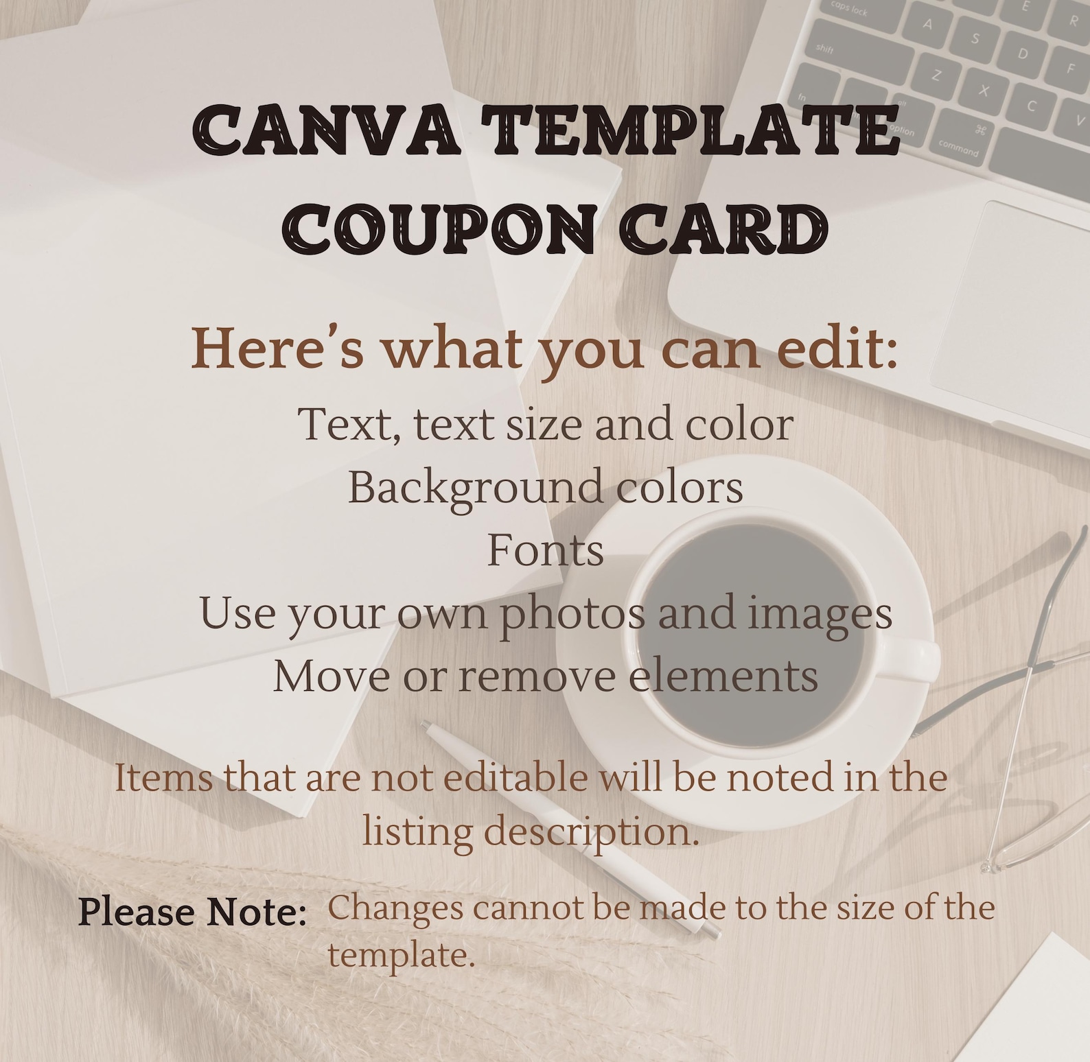 Coupon Card Template, Editable Gift Card Design, Printable Small ...