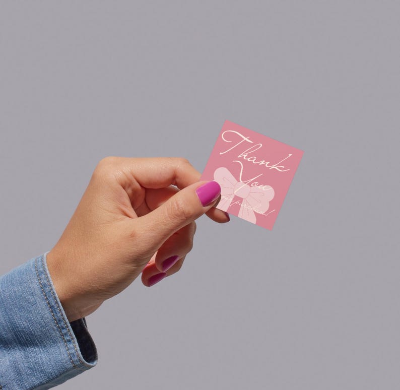 Pink Thank You Card Template, Editable Business Thank You Note ...