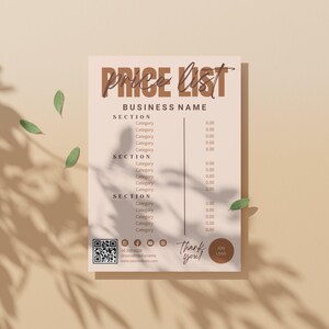 Price List Template, Editable Small Business Pricing Guide Canva, 5x7 ...