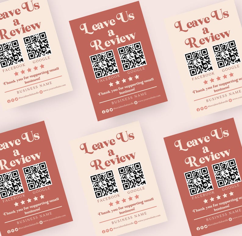 Leave Us A Review QR Code Sign Template, Editable Business Review Sign ...