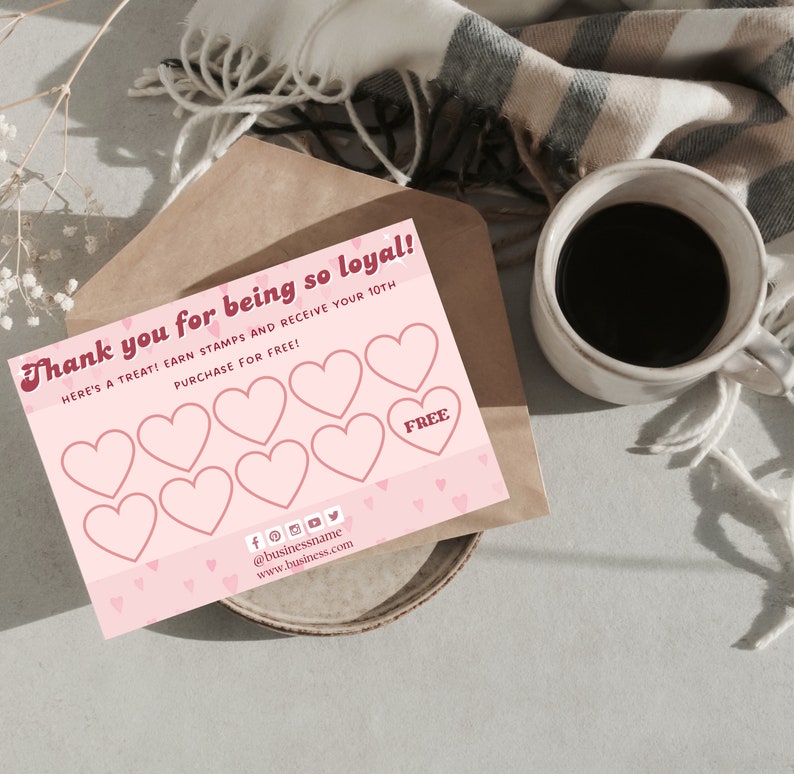 Loyalty Card Template, Printable Customer Rewards Card Design, Editable ...