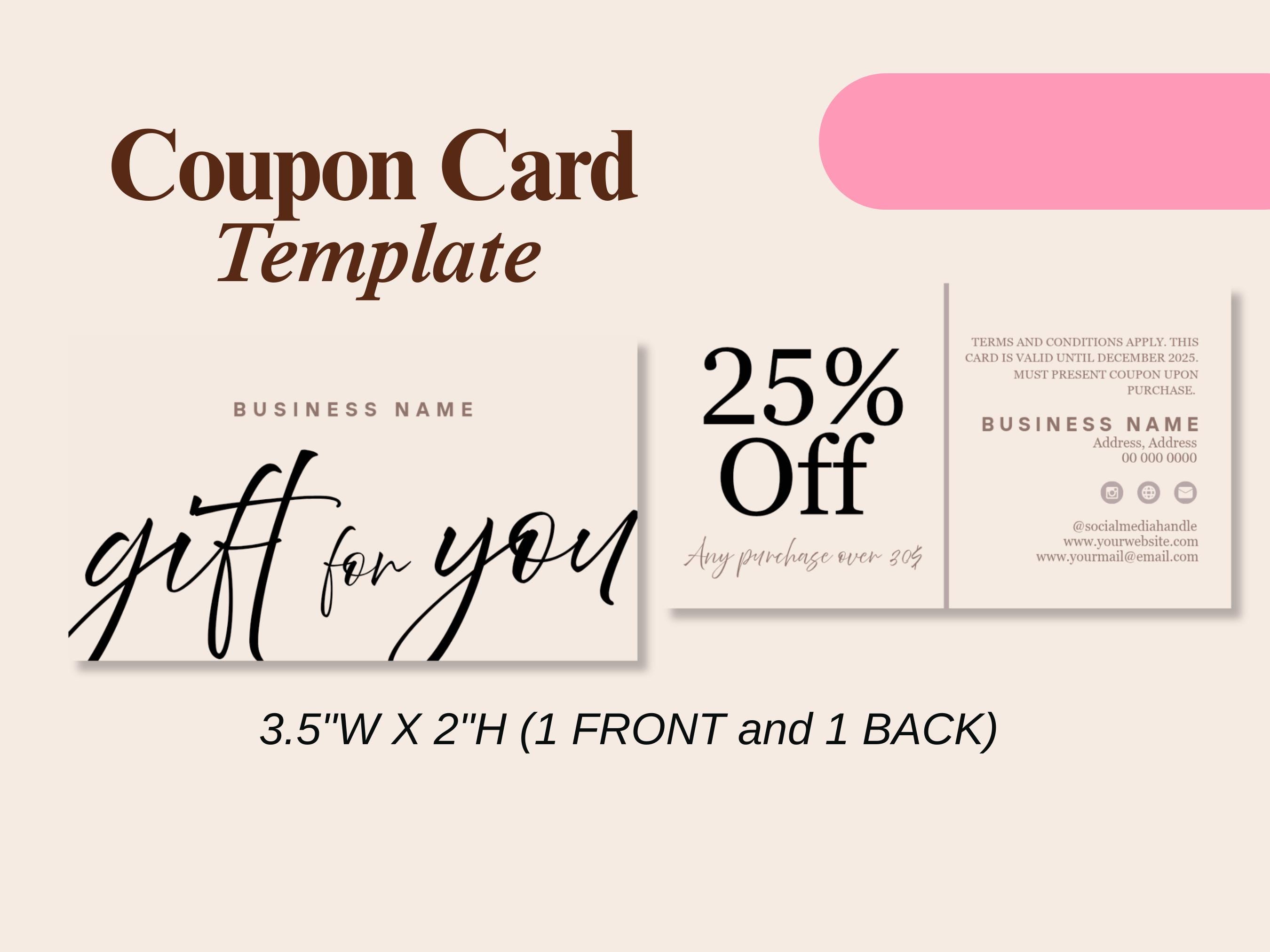 Coupon Card Template, Editable Small Business Promo Card, Canva ...