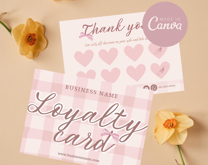 Editable Loyalty Card Template, Printable Customer Rewards, Canva ...