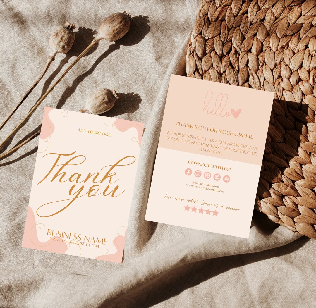 Editable Thank You Card Template, Minimalist Printable Thank You Note, DIY Small Business ...